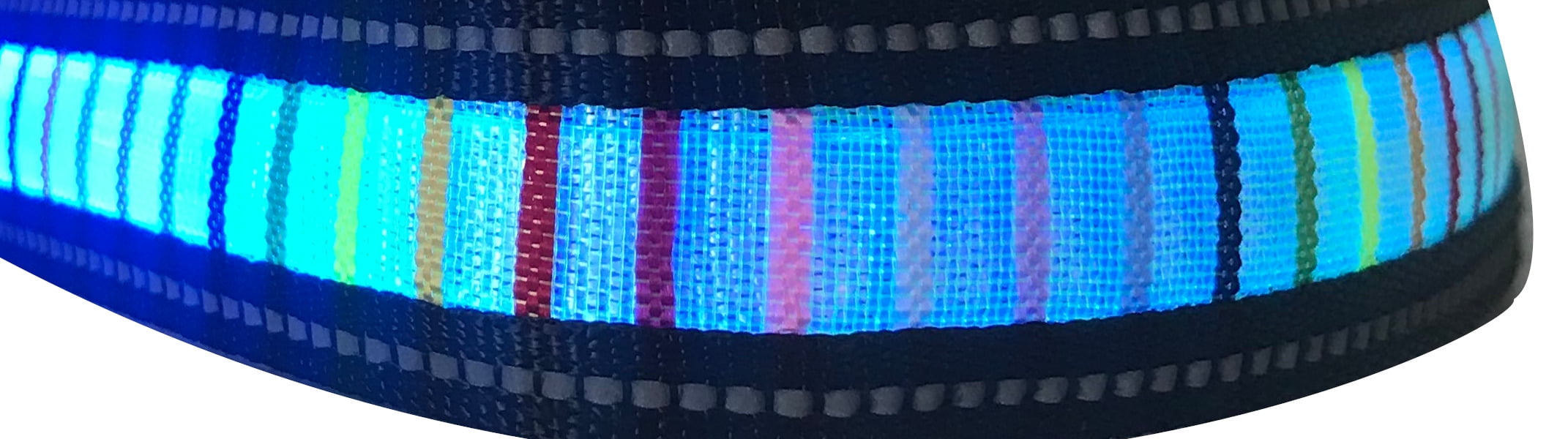 IT'S RIDIC! LED Reflective Light Medium Blue with Rainbow Stripes Dog ...