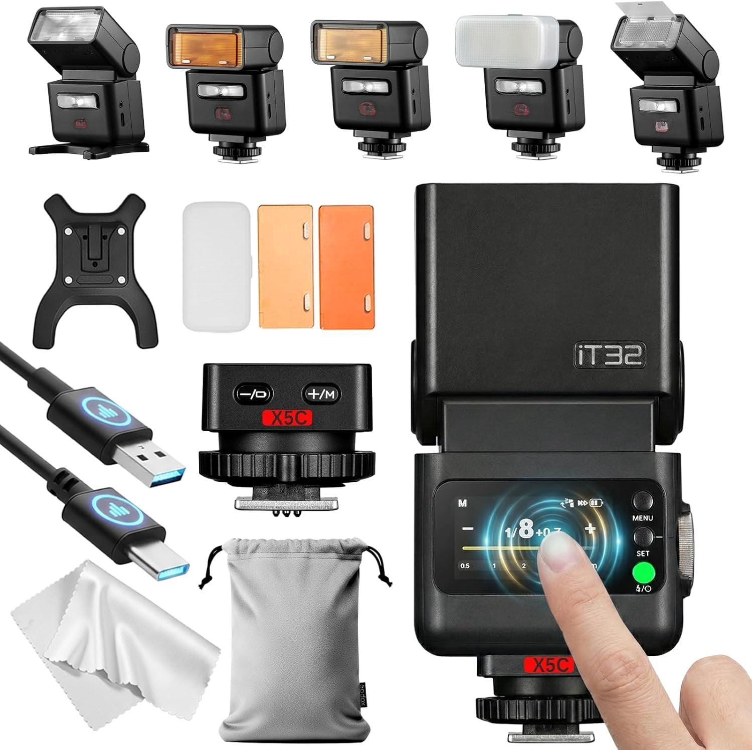 IT32 TTL Camera Flash with X5C Flash for Cameras, Hotshoe& 2-in-1 ...