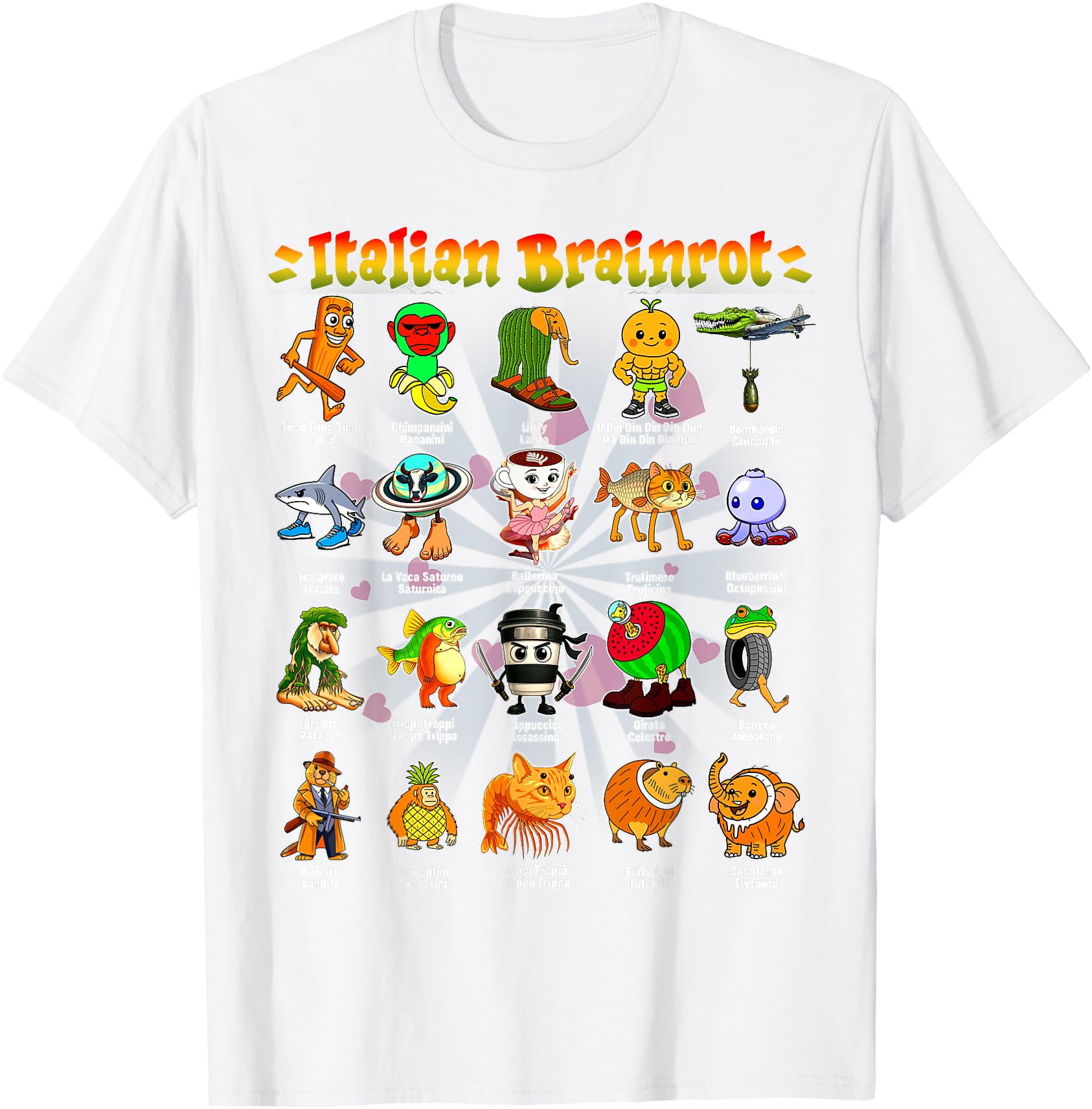 ITALIAN BRAINROT Funny Italian Brainrot Meme Character T-Shirt,White ...