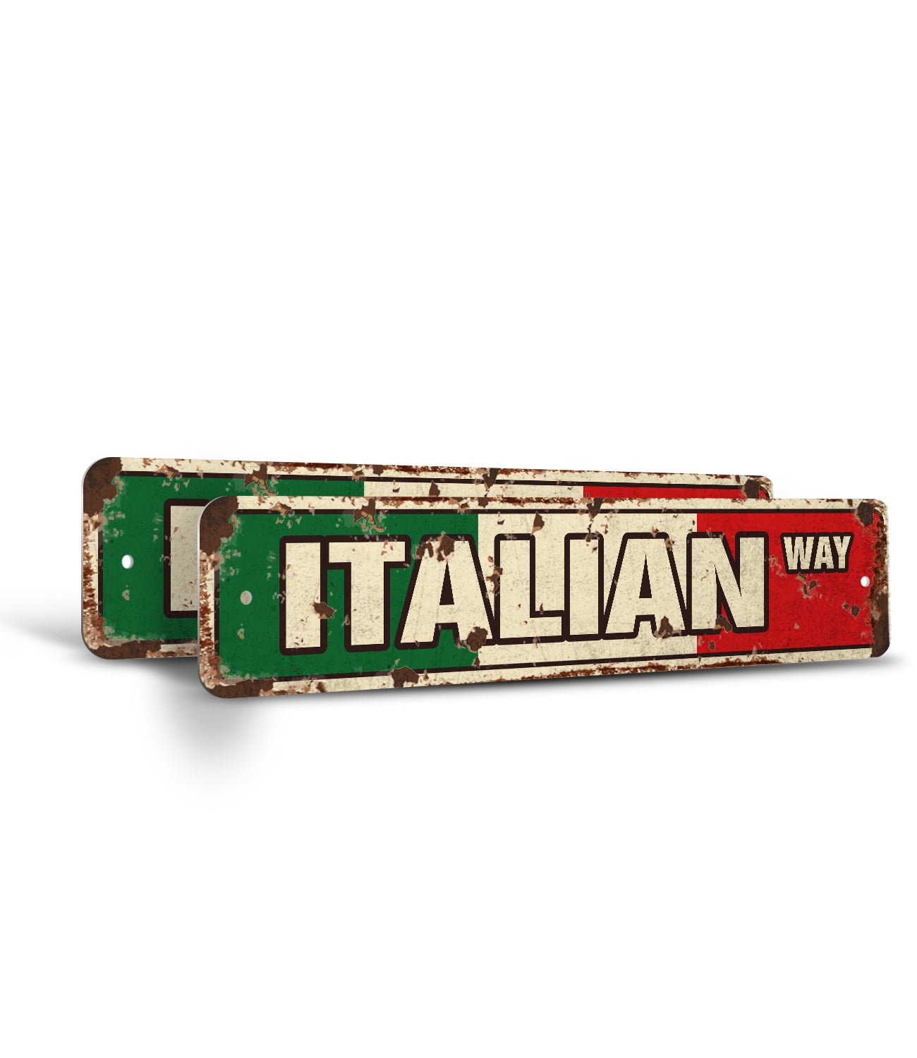 ITALIAN FLAG Vintage Style Rustic Street Sign – (2 Pack) Italy Italiano ...