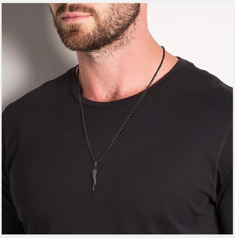 ITALIAN HORN Necklace , 14K Yellow Gold Italian Cornicello Charm ...