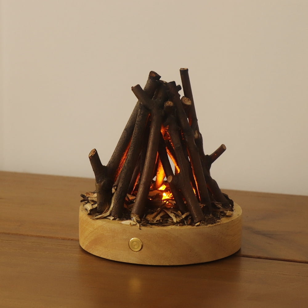ITIGOITIE Campfire Night Light, Warm White LED, Rubber Wood, White ...