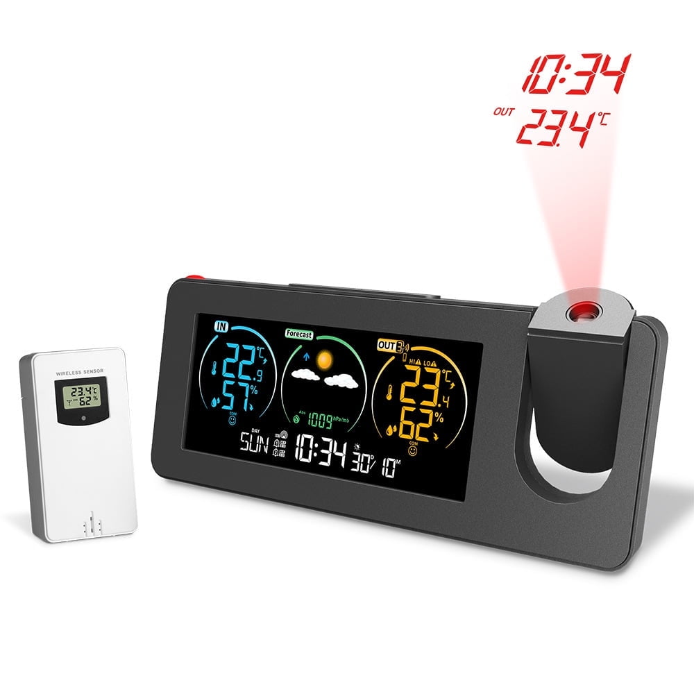 ITIGOITIE Projection Alarm Clock with Weather Station, Wireless Indoor ...