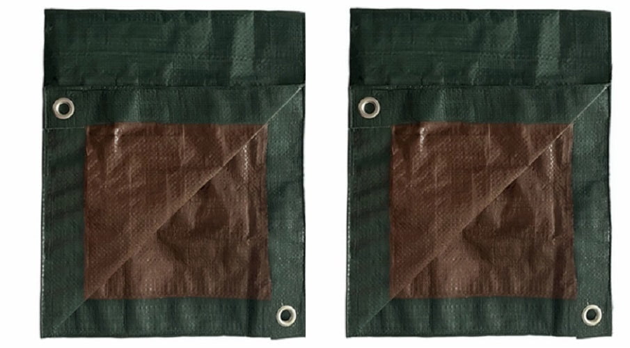 ITM 4' x 18' Reversible Wood Pile Tarps, Green & Brown, Waterproof, Set ...