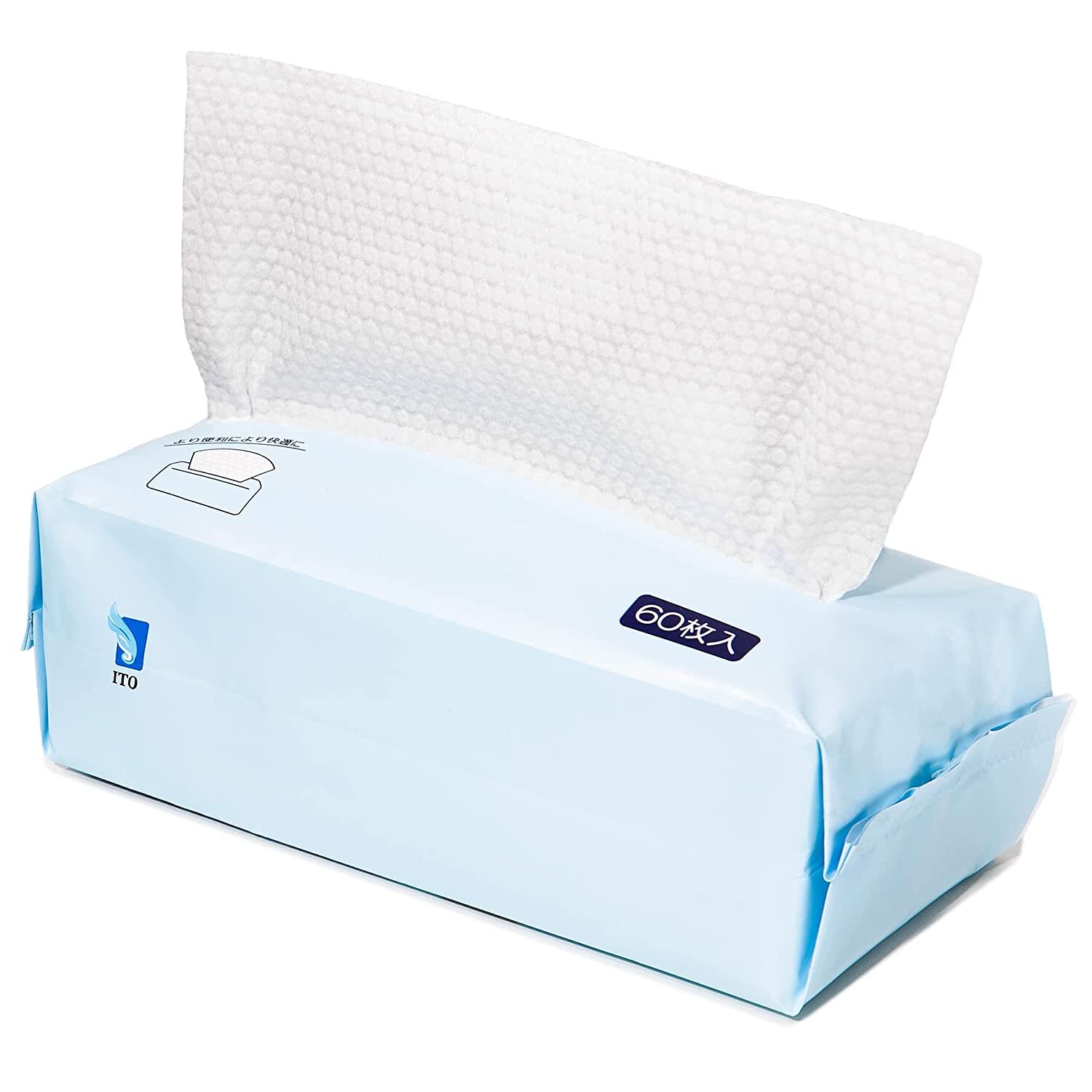 ITO Disposable Face Towel, 60 Count Biodegradable Facial Tissue ...