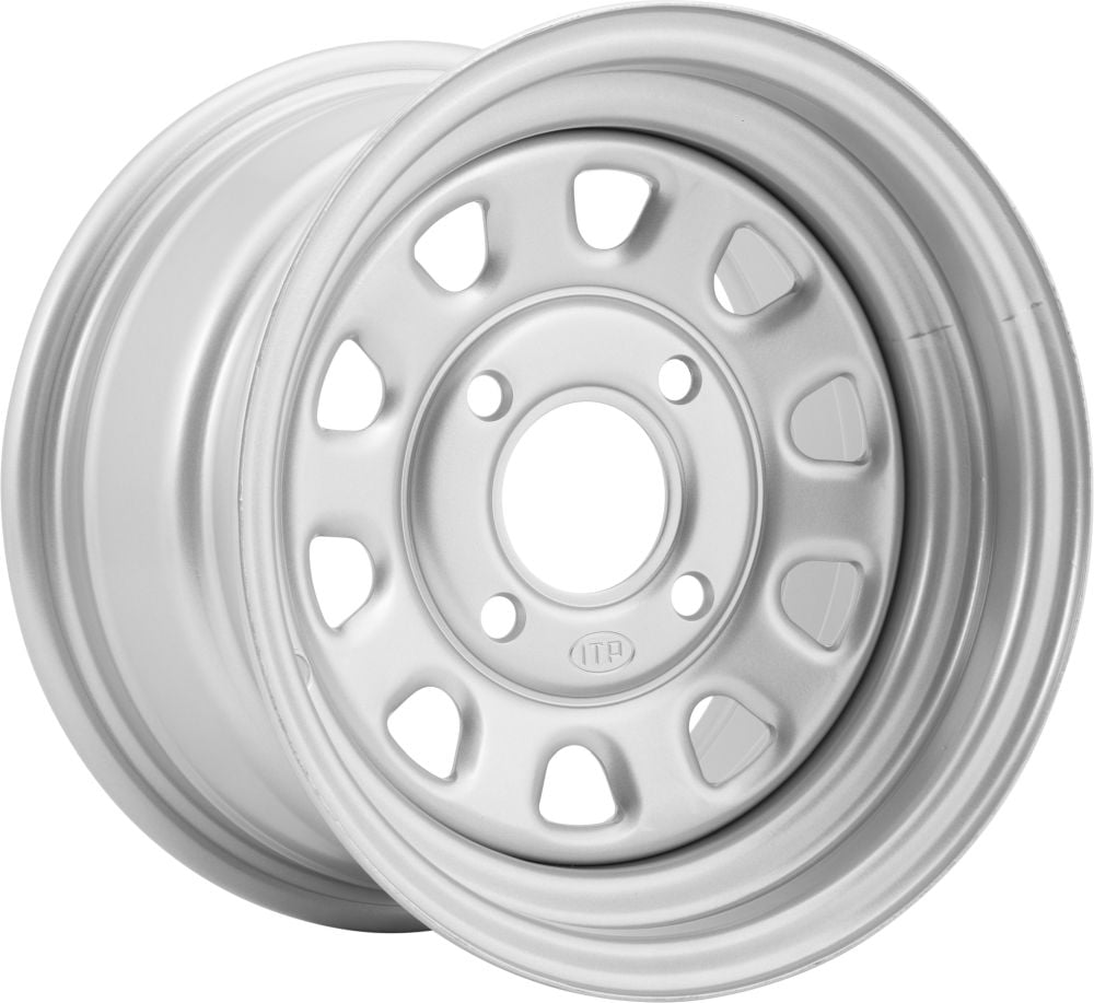 ITP Delta Steel Silver Wheel with Machined Finish (12x7"/4x4mm ...