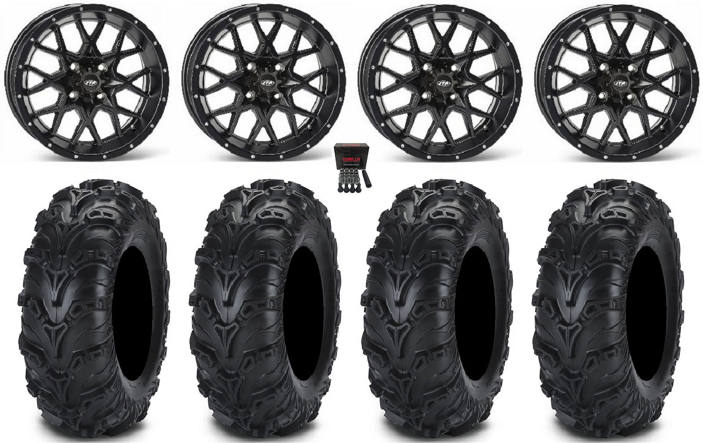 ITP Hurricane 12" Wheels Black 26" Mud Lite II Tires Honda Rincon ...