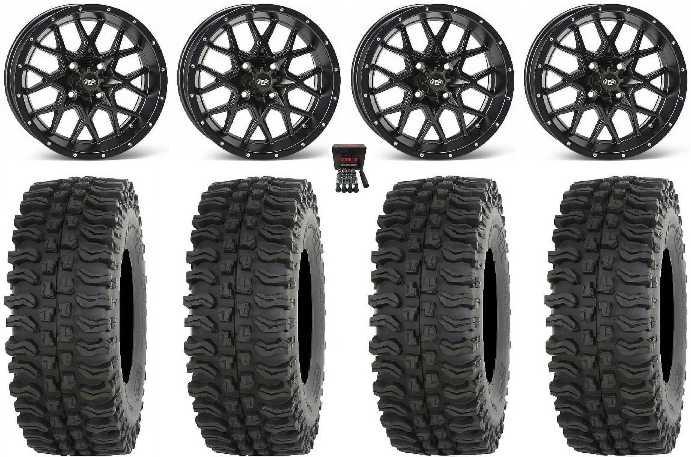 ITP Hurricane 14" Wheels Black 27" BDC Tires Honda Foreman Rancher SRA ...