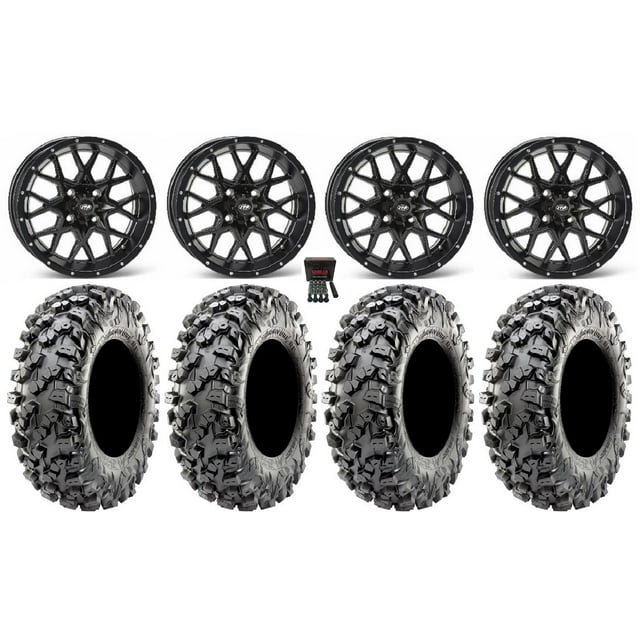 ITP Hurricane 14" Wheels Black 30" Carnivore R/T Tires Yamaha Viking ...