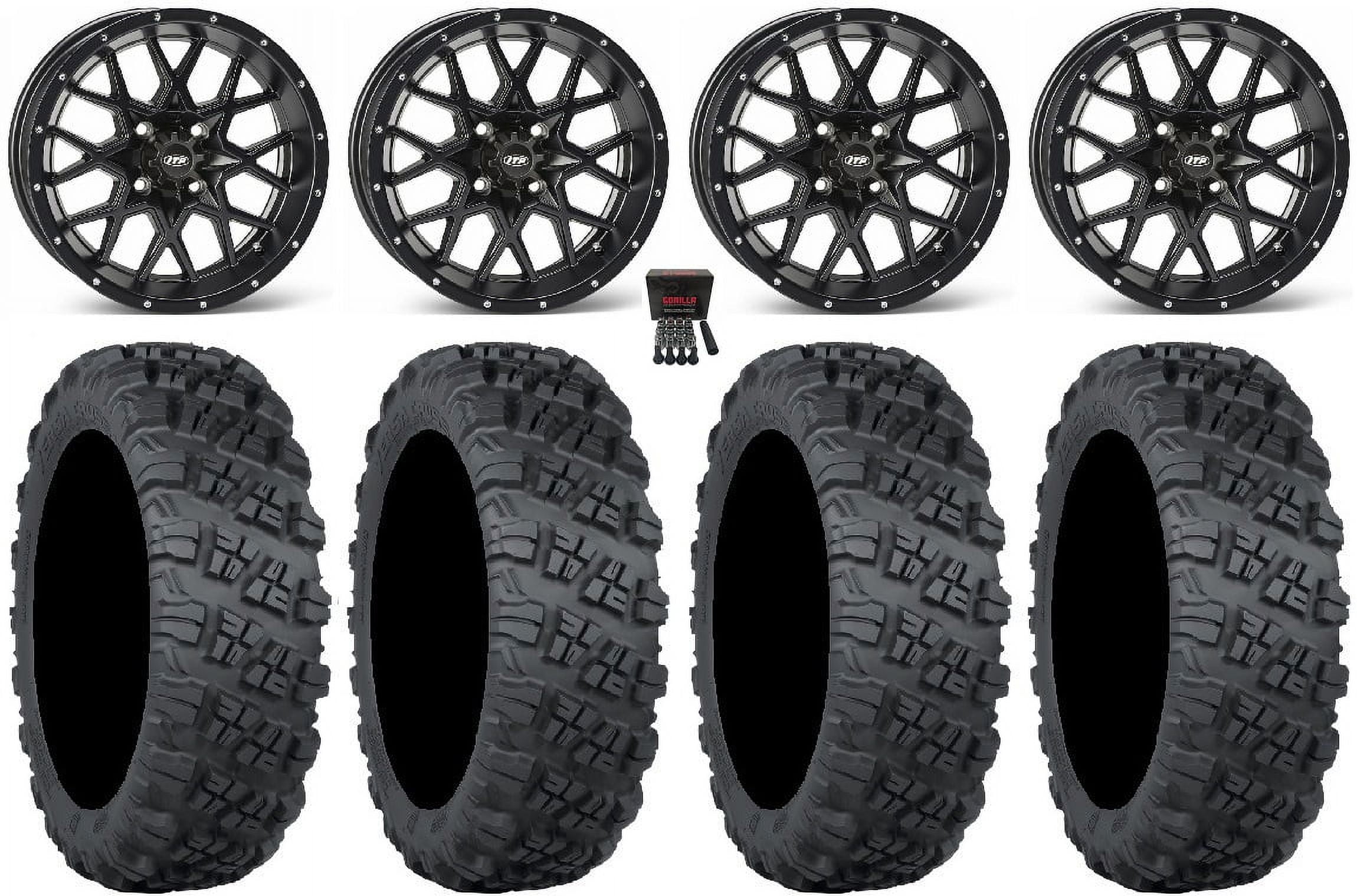 ITP Hurricane 14" Wheels Black 30" Versa Cross V3 Tires Honda Rincon ...
