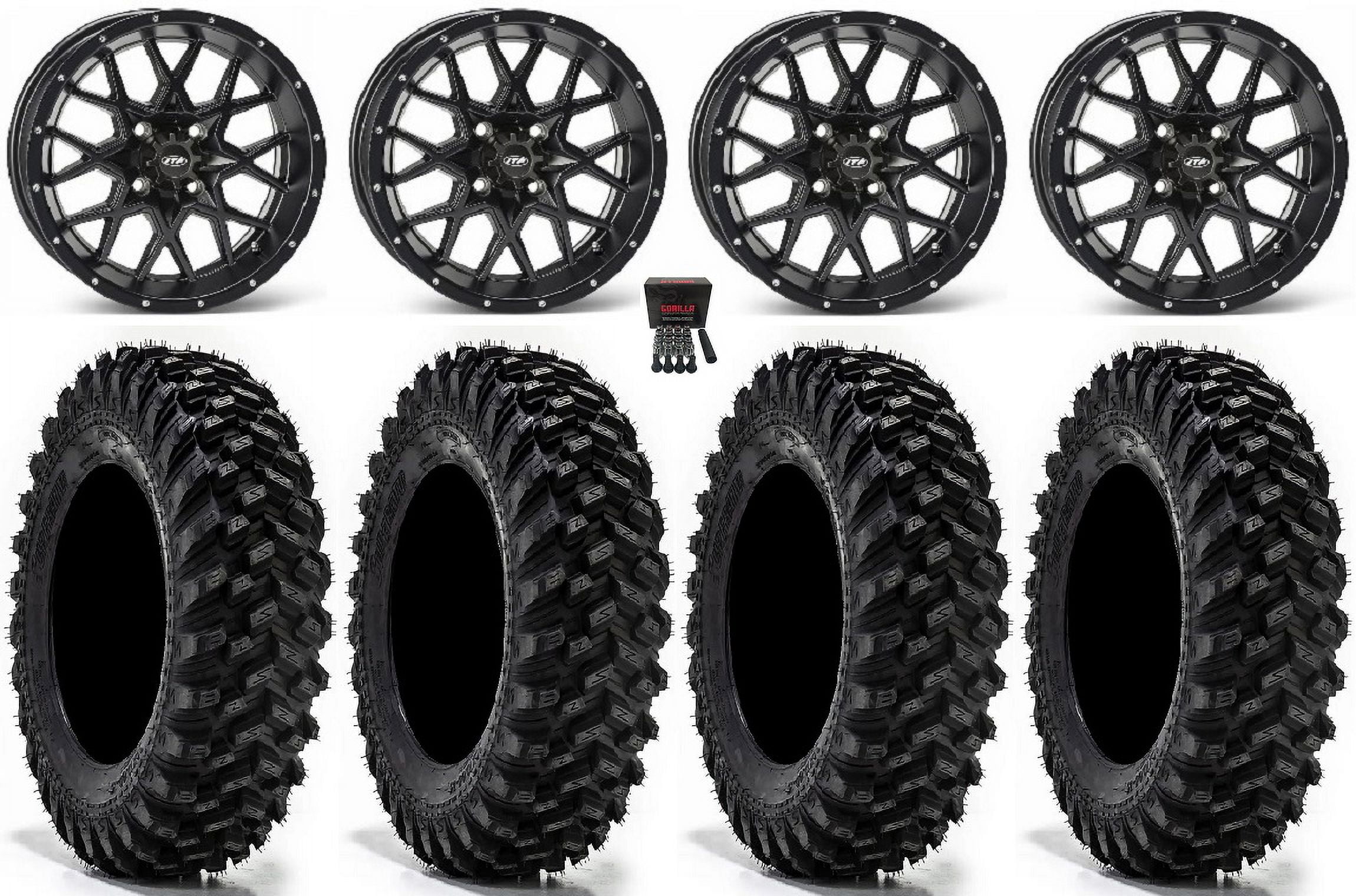 ITP Hurricane 14" Wheels Black 34" Warrior XT Sticky Tires Polaris RZR ...