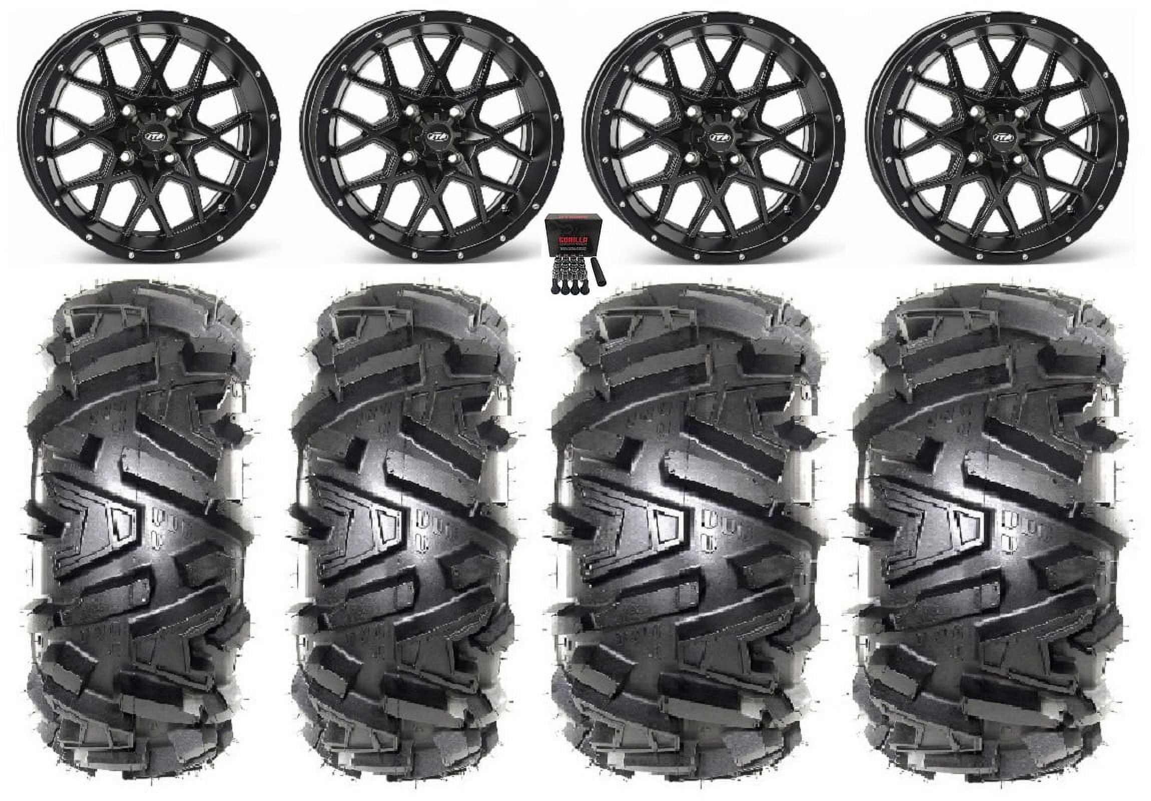 ITP Hurricane 14" Wheels Blk 26" Moto MTC Tires Yamaha Viking Wolverine ...