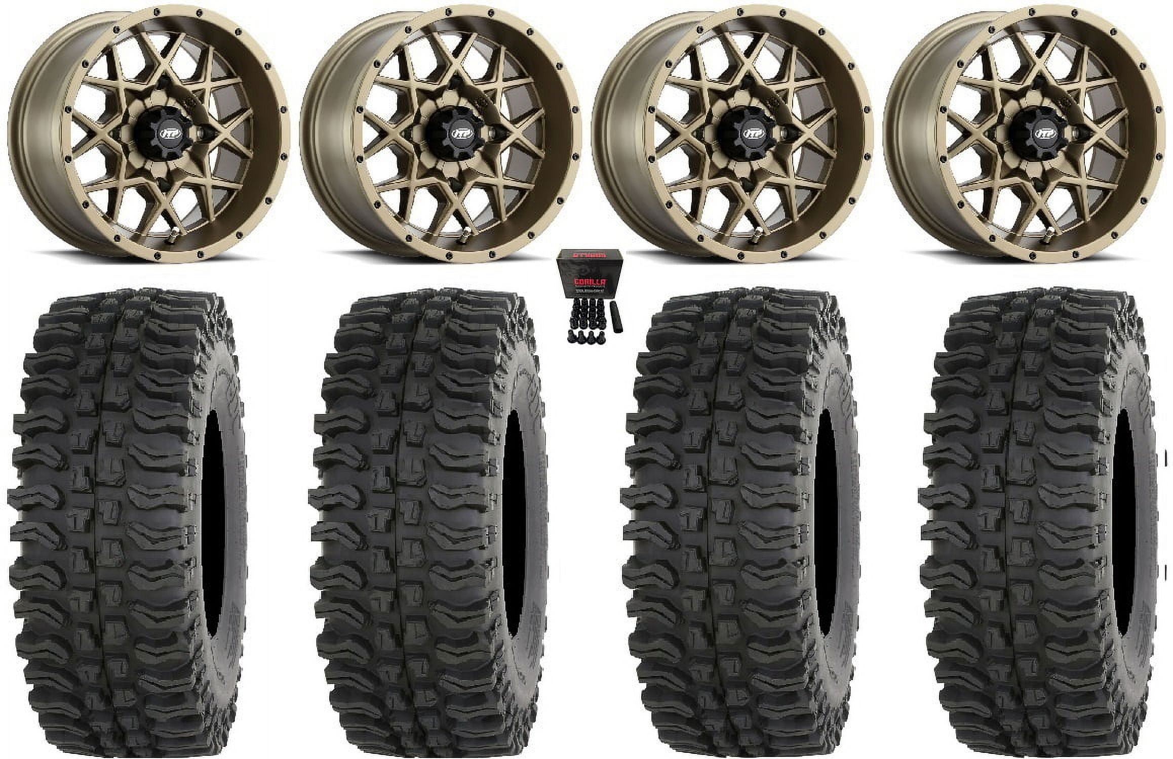 ITP Hurricane 14" Wheels Bronze 27" BDC Tires Honda Pioneer - Walmart.com