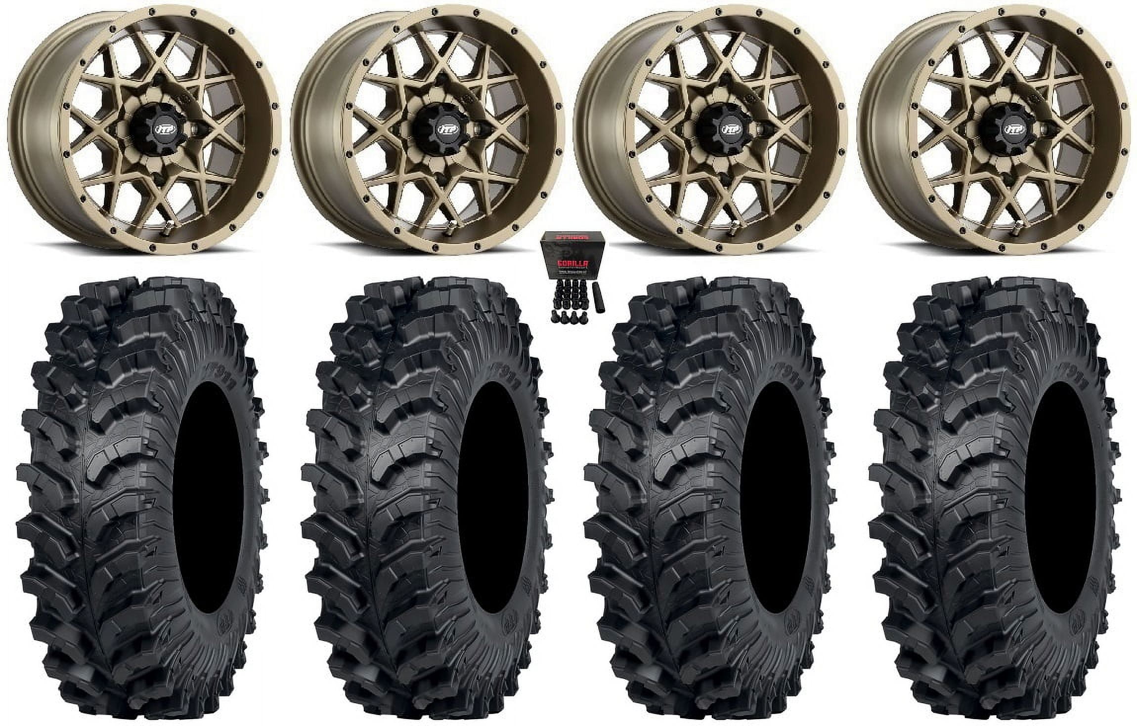 ITP Hurricane 14" Wheels Bronze 27" MT911 Tires Honda Rincon Yamaha Rhino Kawasaki Brute Force ...