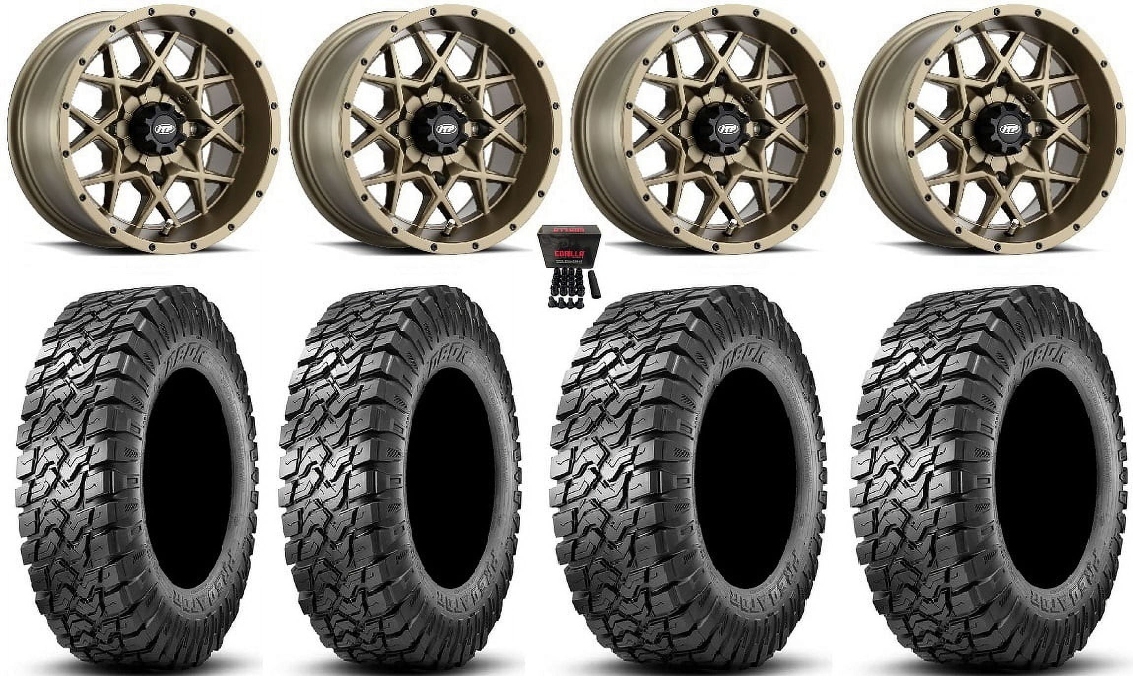 ITP Hurricane 14" Wheels Bronze 27" Predator Tires Honda Pioneer ...