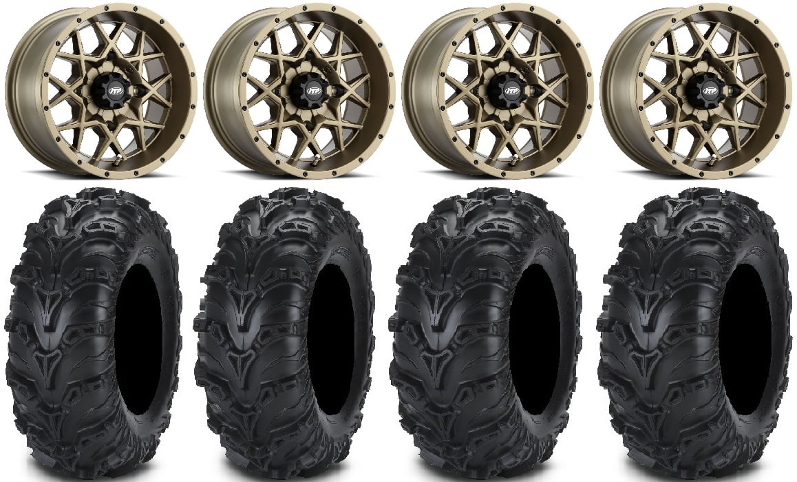 ITP Hurricane 14" Wheels Bronze 28" Mud Lite II Tires Honda Rincon ...