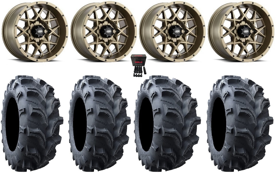ITP Hurricane 14" Wheels Bronze 28" Vampire II Tires Sportsman RZR ...