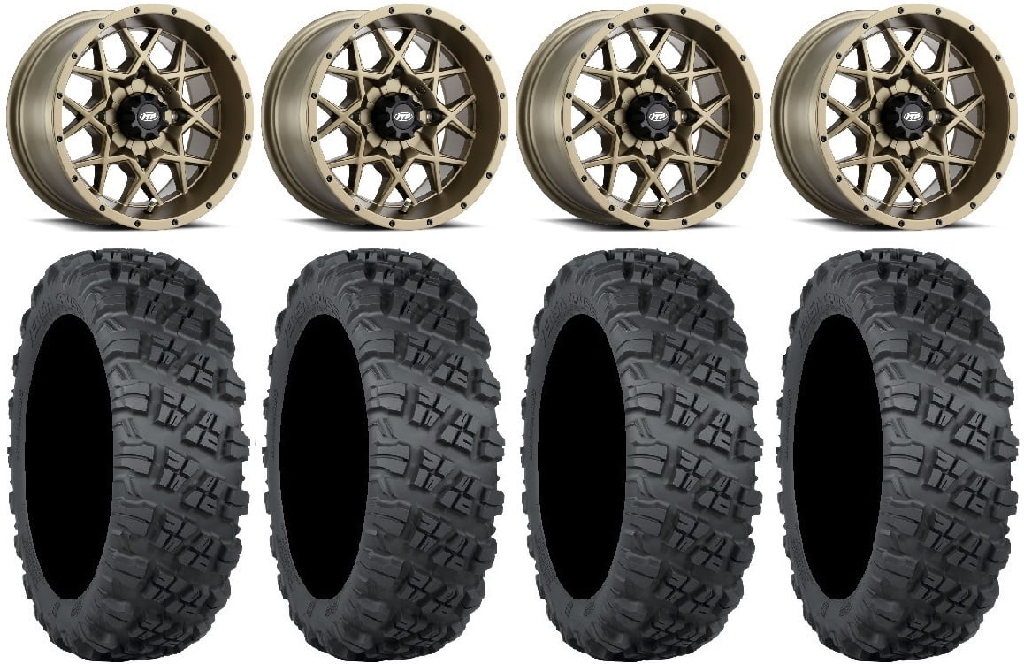 ITP Hurricane 14" Wheels Bronze 28" Versa Cross V3 Tires Honda Pioneer ...