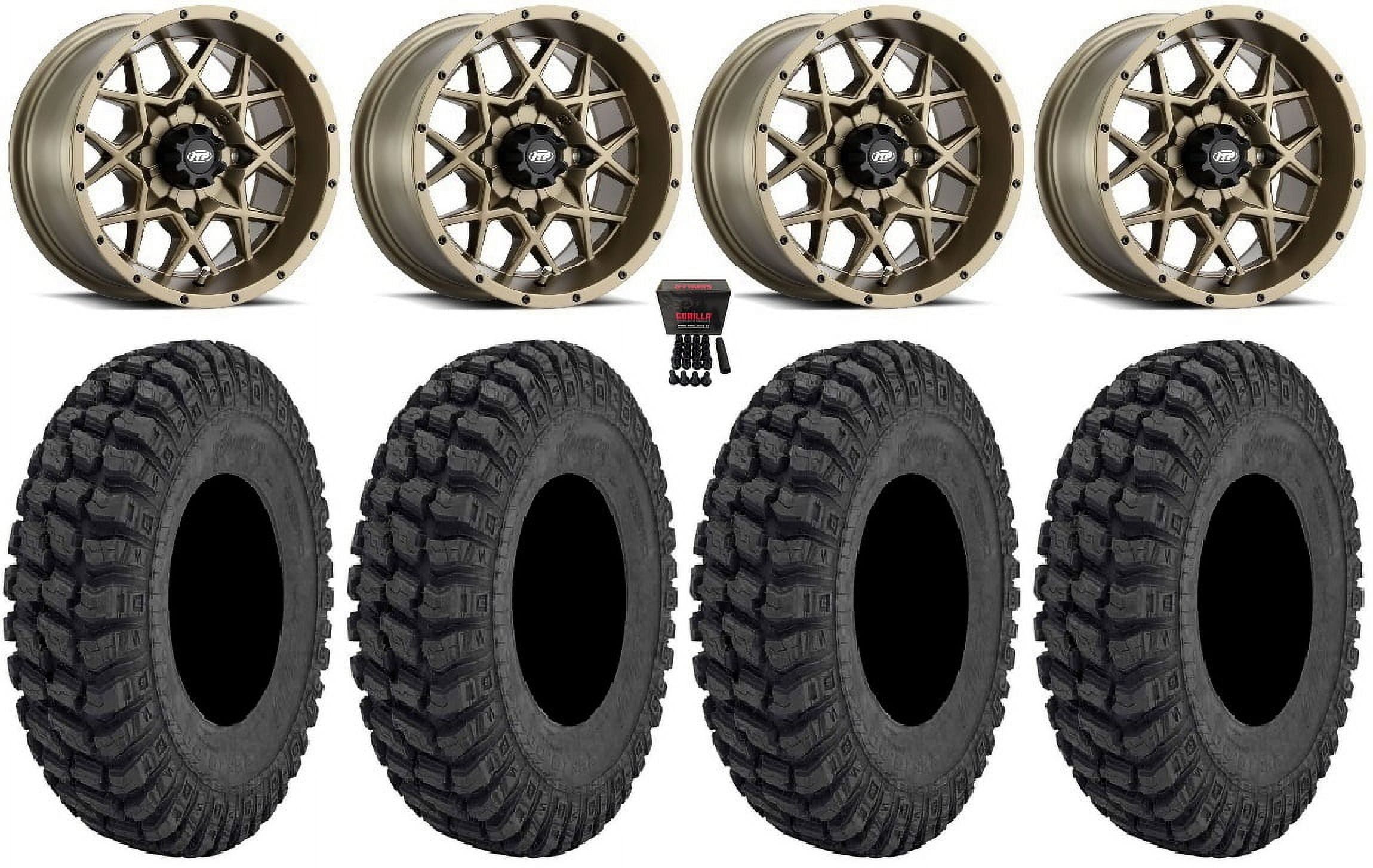 ITP Hurricane 14" Wheels Bronze 28" Warrior AT Tires Polaris RZR XP ...