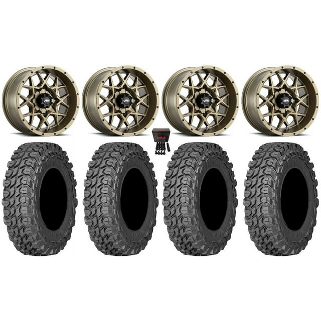 ITP Hurricane 14" Wheels Bronze 28" X Comp ATR Tires Honda Pioneer ...