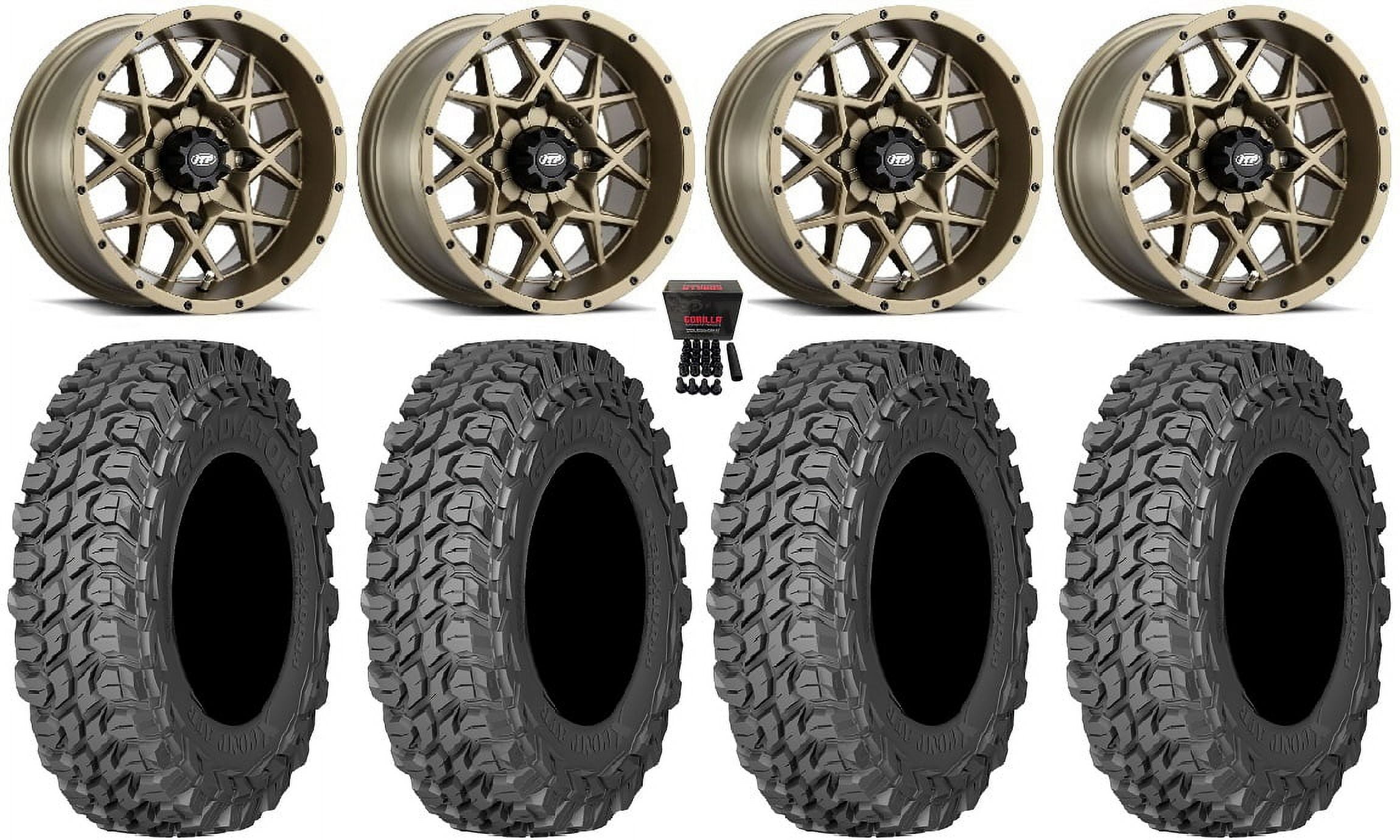 ITP Hurricane 14" Wheels Bronze 28" X Comp ATR Tires Honda Rincon ...
