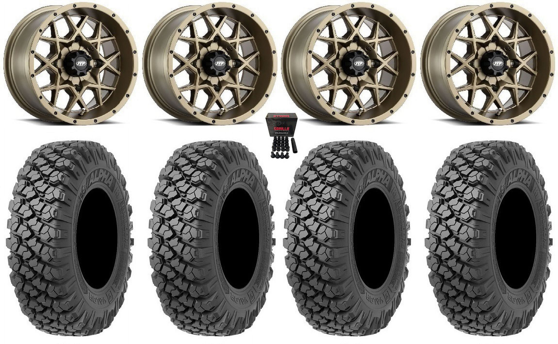 ITP Hurricane 14" Wheels Bronze 30" Alpha Tires Yamaha Viking Wolverine ...