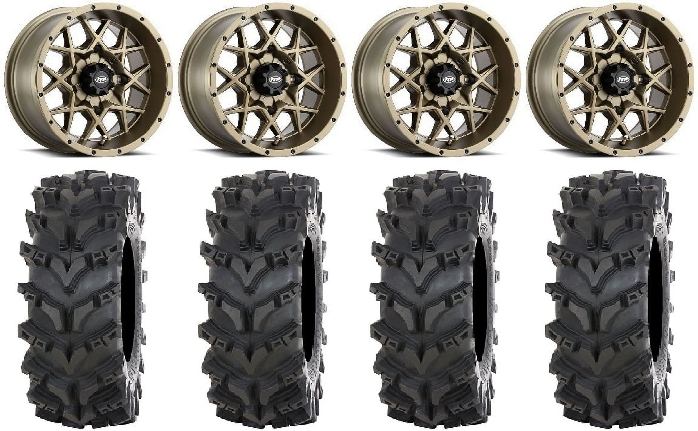 ITP Hurricane 14" Wheels Bronze 30" Out&Back Max Tires Honda Rincon ...