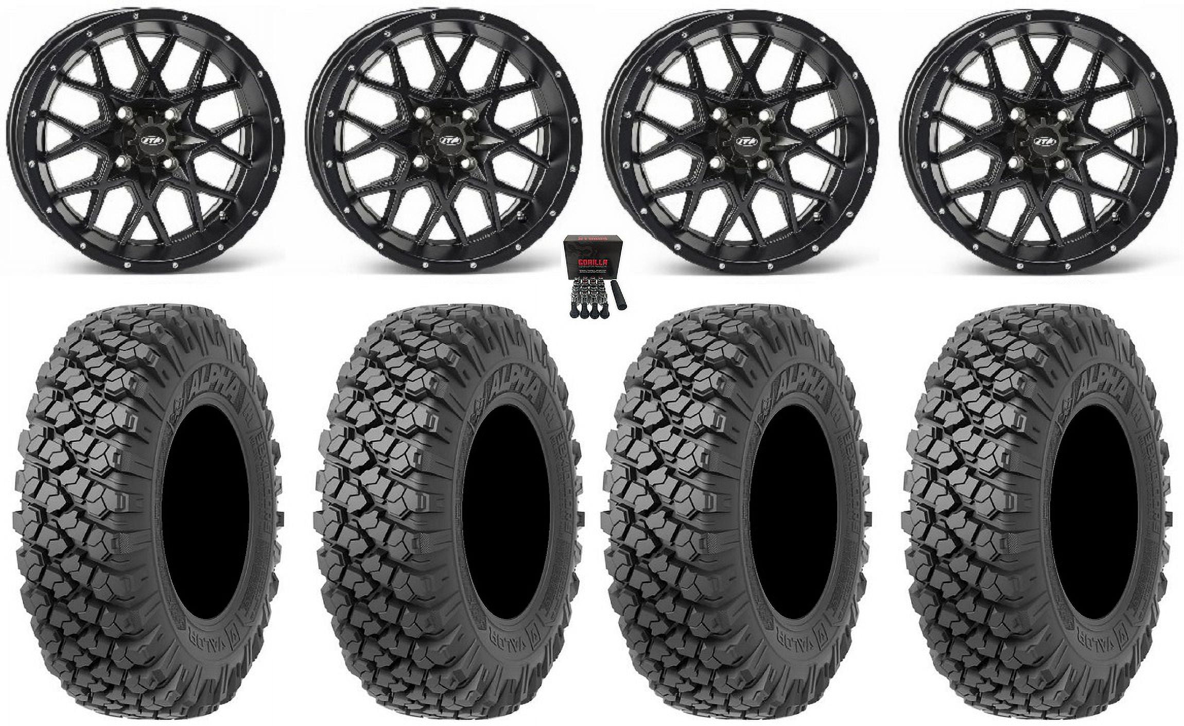 ITP Hurricane 15" Wheels Black 32" Alpha Tires Can-Am Maverick X3 ...
