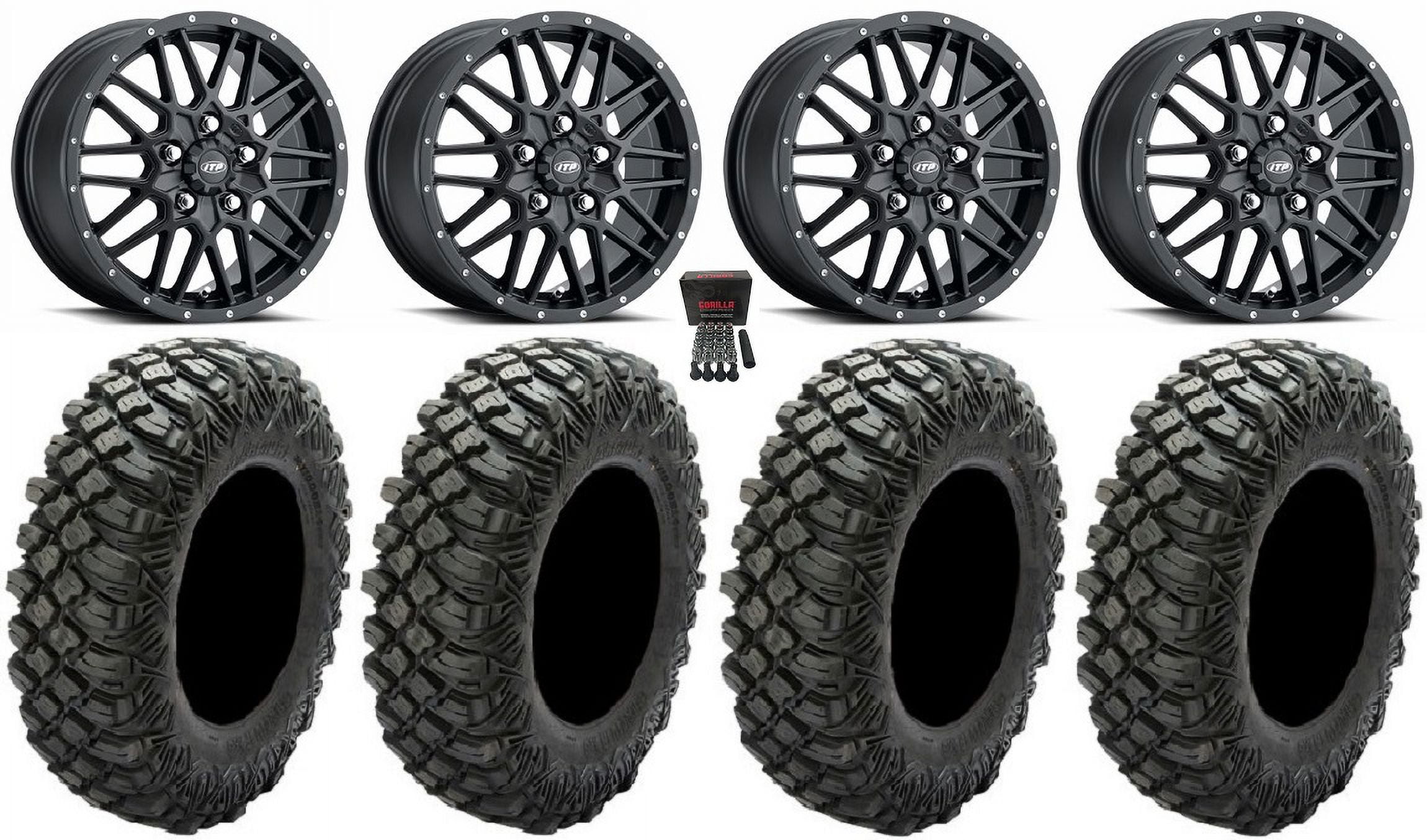 ITP Hurricane 15" Wheels Black 32" Crawler XR Tires Polaris RZR Turbo R ...