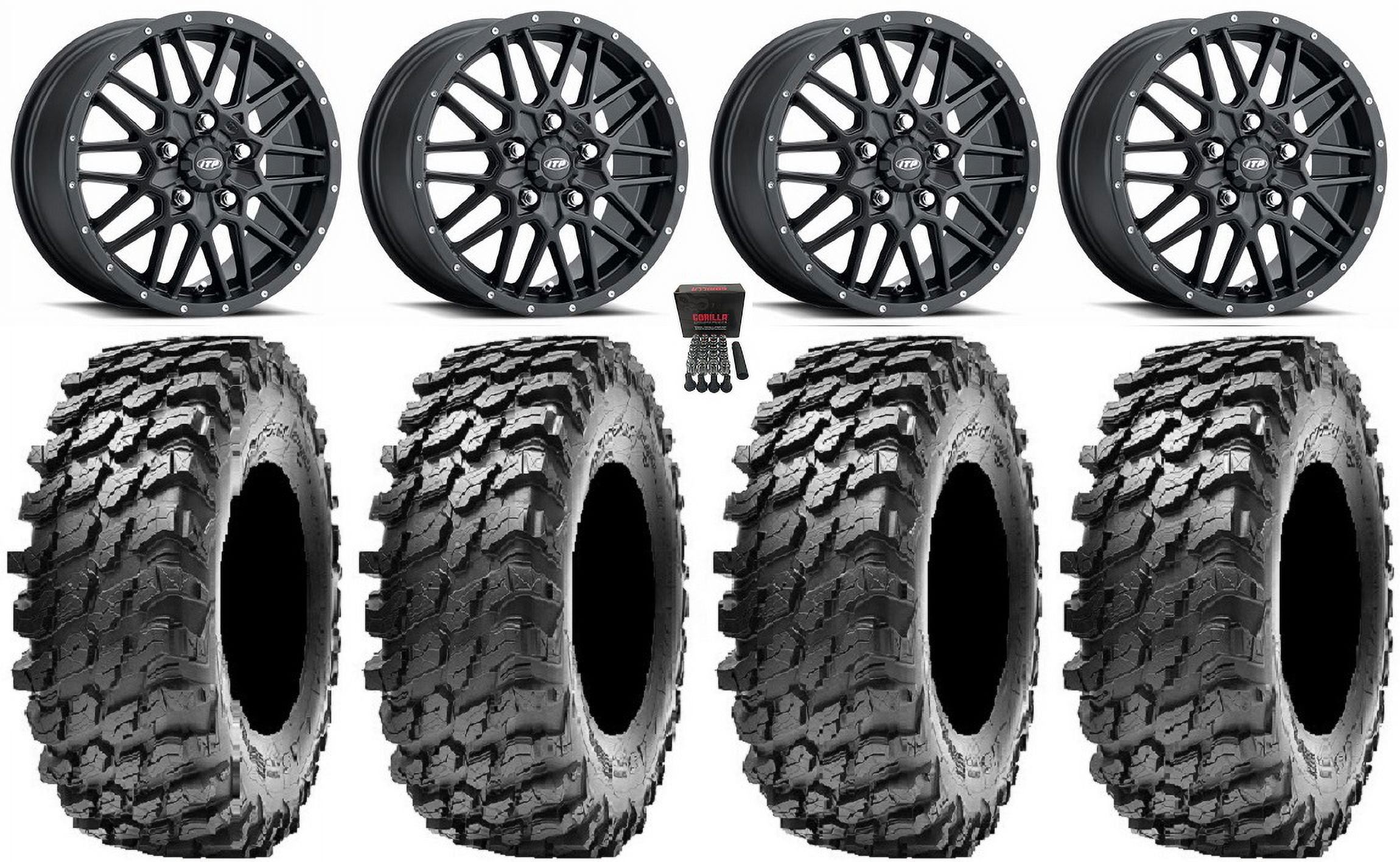 ITP Hurricane 15" Wheels Black 32" Rampage Tires Polaris RZR Turbo R ...