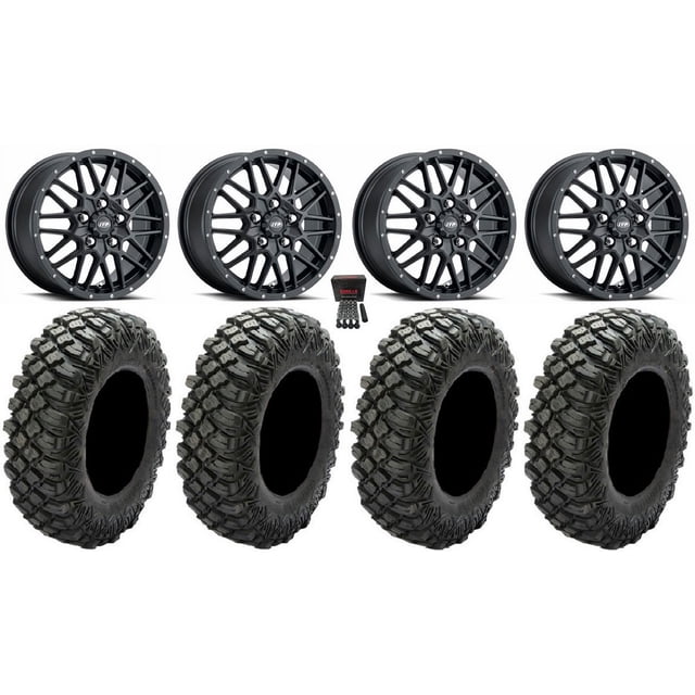 ITP Hurricane 15" Wheels Black 33" Crawler XR Tires Polaris RZR Turbo R & Pro R Ranger 1500 ...