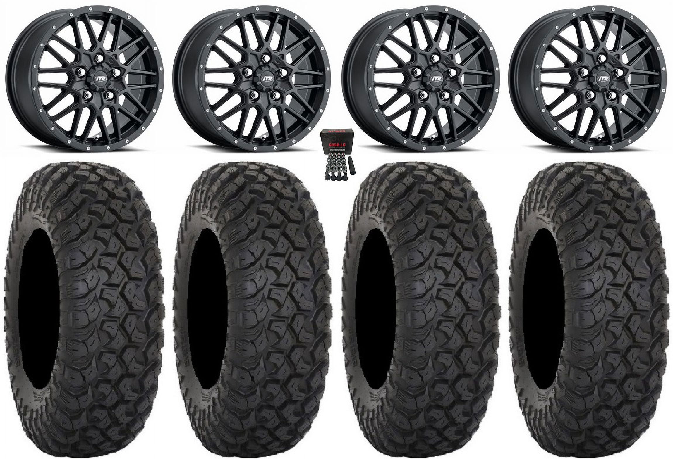 ITP Hurricane 15" Wheels Black 33" RT320 Tires Polaris RZR Turbo R ...