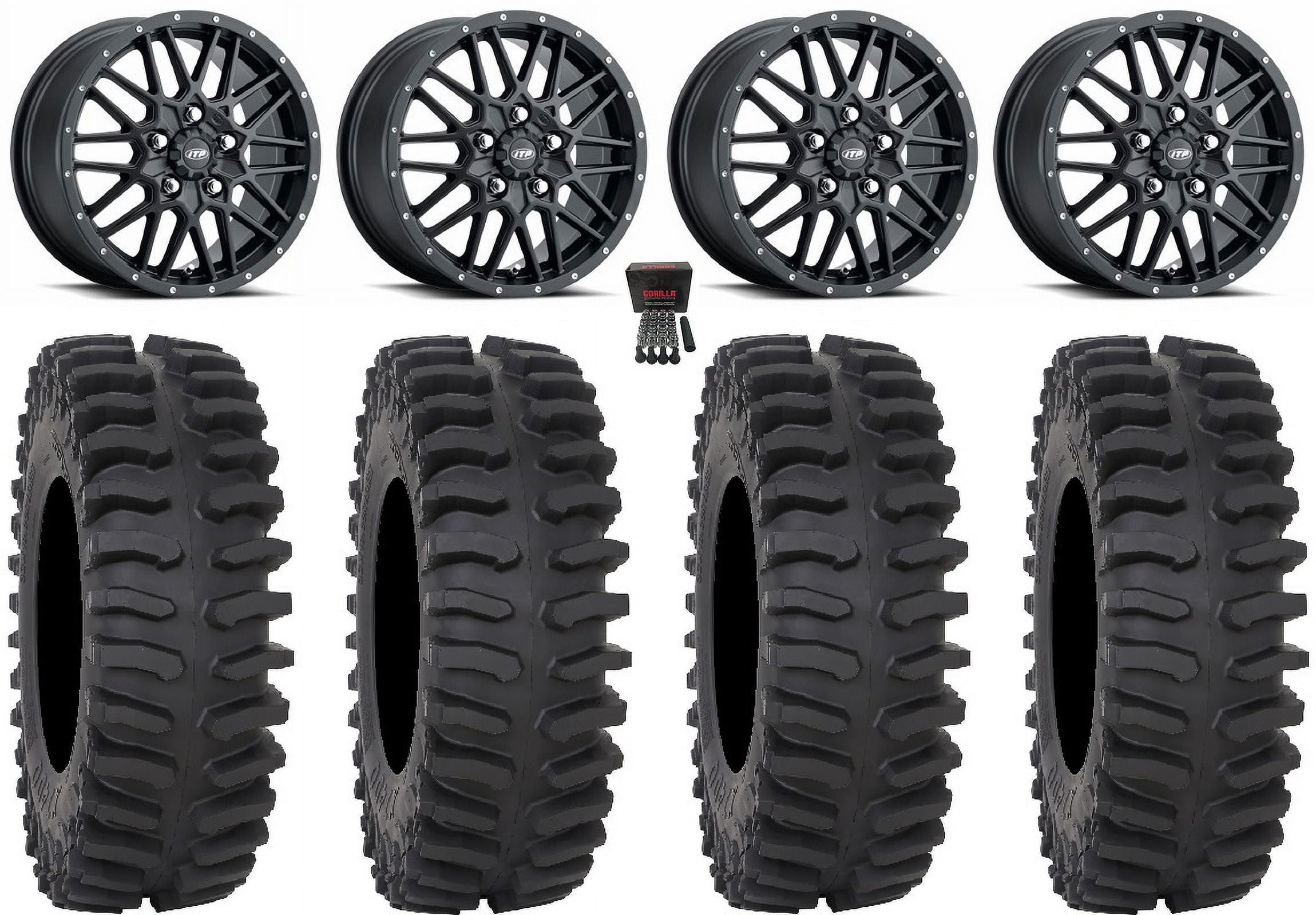ITP Hurricane 15" Wheels Black 33" XT400 Tires Polaris RZR Turbo R ...