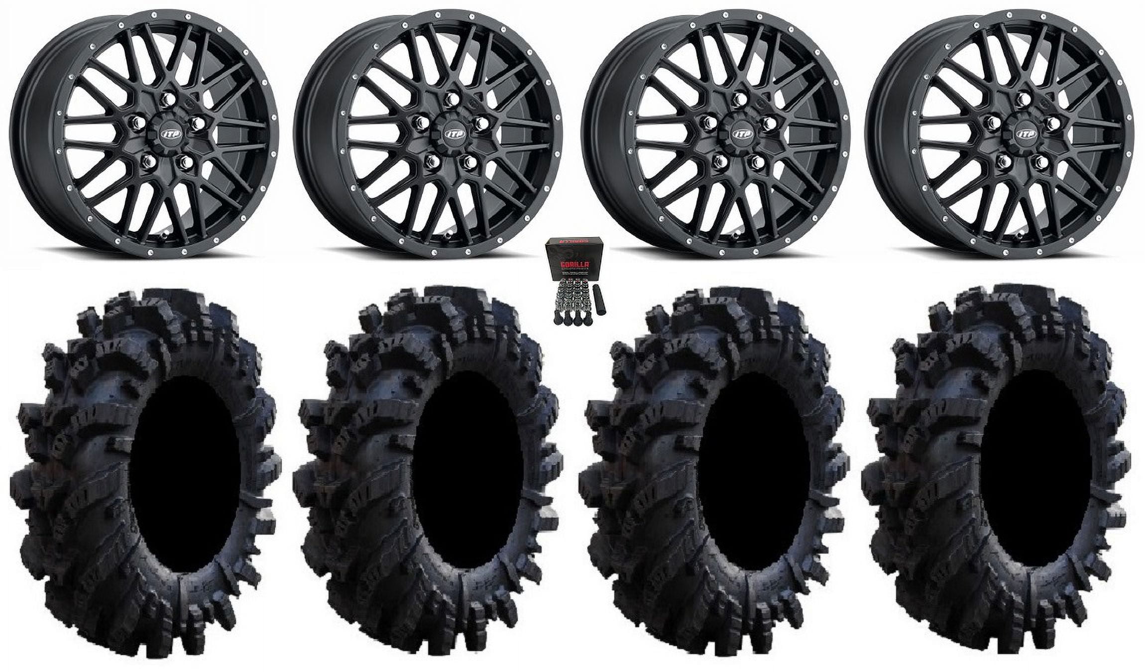 ITP Hurricane 15" Wheels Black 34" Intimidator Tires Polaris RZR Turbo ...
