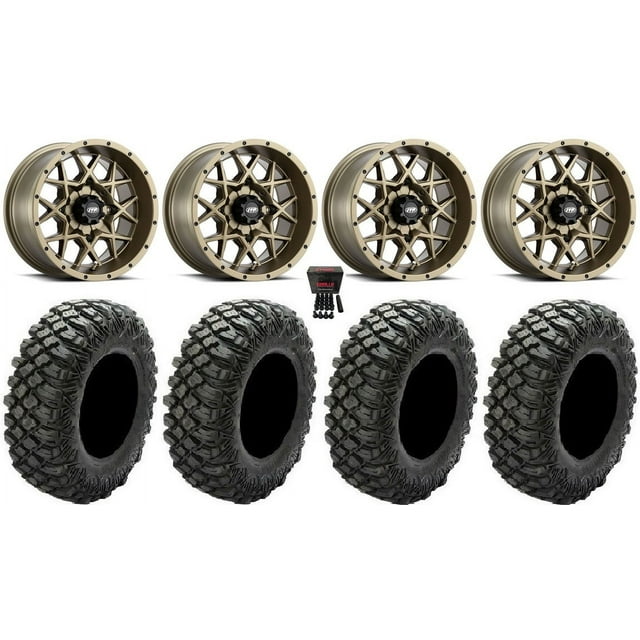 ITP Hurricane 15" Wheels Bronze 28" Crawler XG Tires Polaris RZR XP 1000 / PRO XP / Ranger XP ...