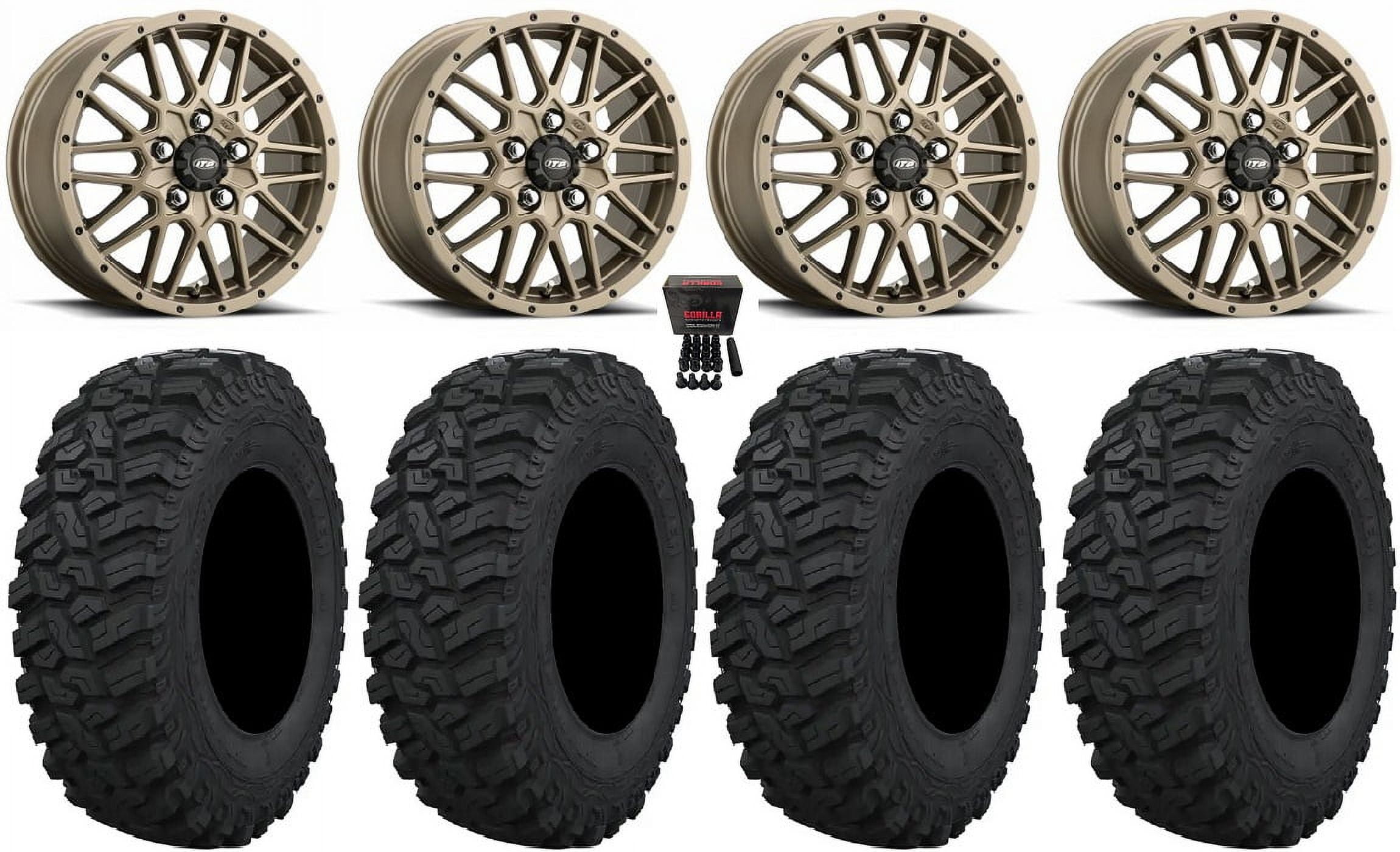 ITP Hurricane 15" Wheels Bronze 33" Trekker Tires Polaris RZR Turbo R ...