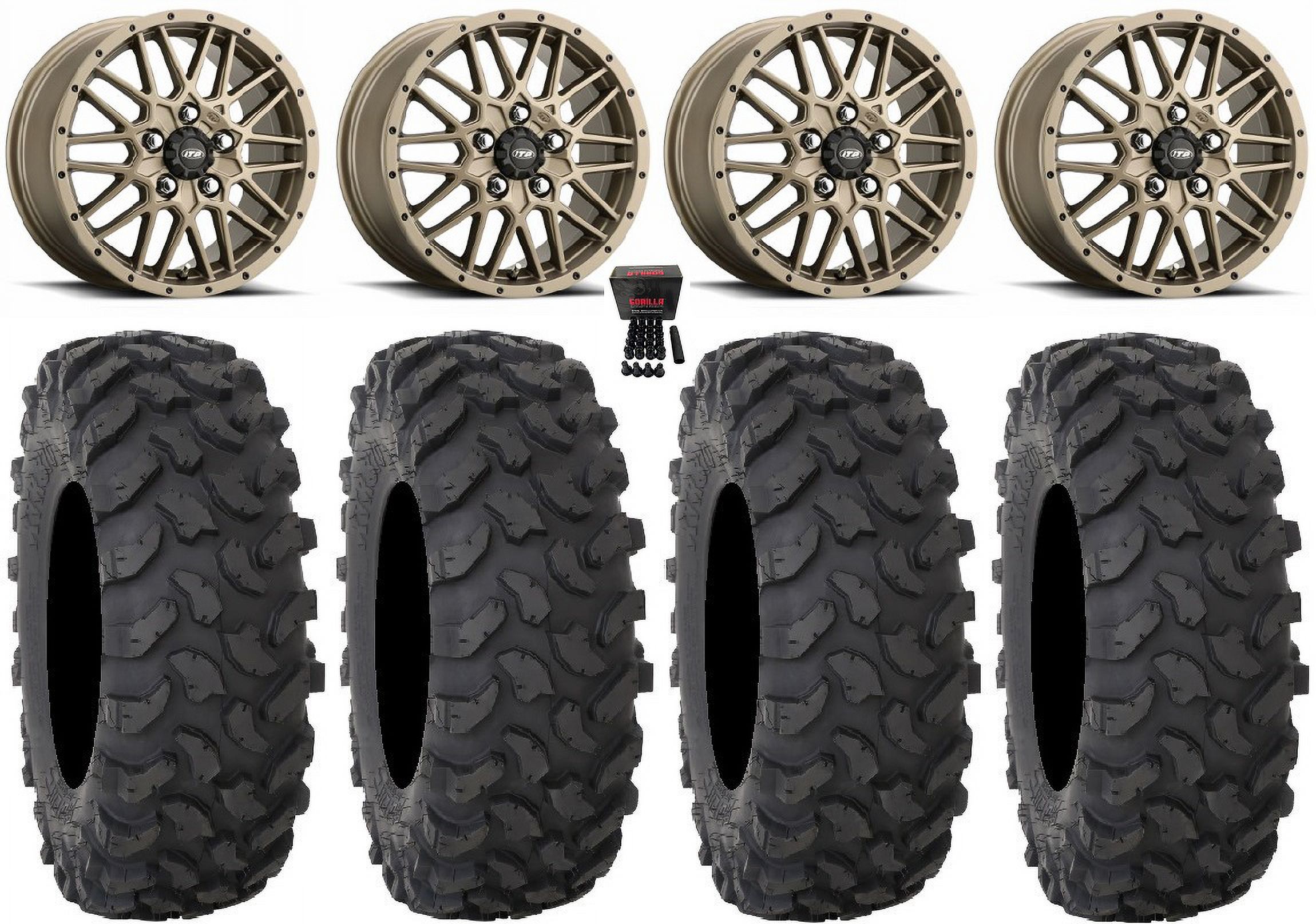 ITP Hurricane 15" Wheels Bronze 33" XTR370 Tires Polaris RZR Turbo R & Pro R Ranger 1500 ...