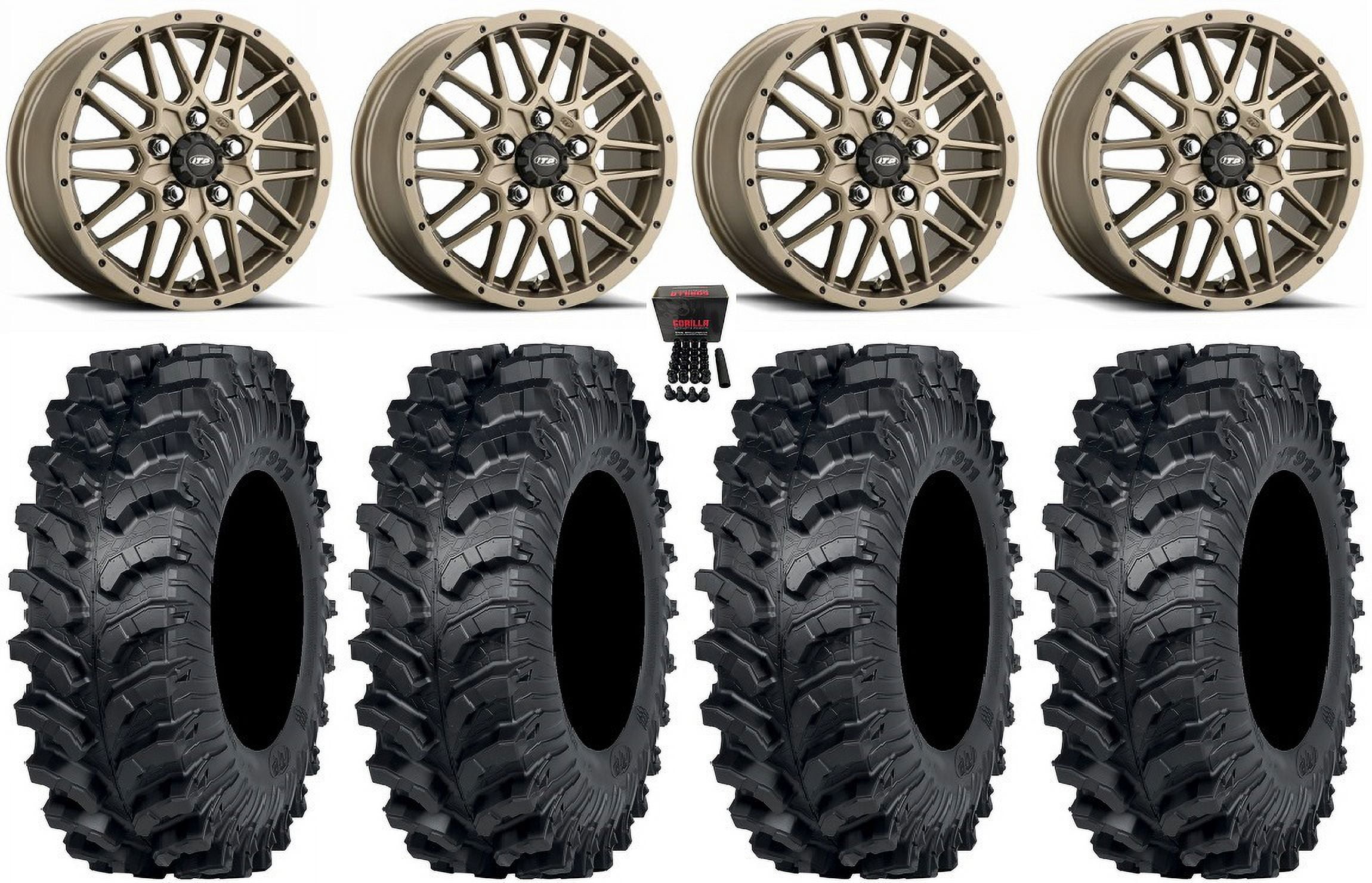 ITP Hurricane 15" Wheels Bronze 34" MT911 Tires Polaris RZR Turbo R & Pro R Ranger 1500 ...