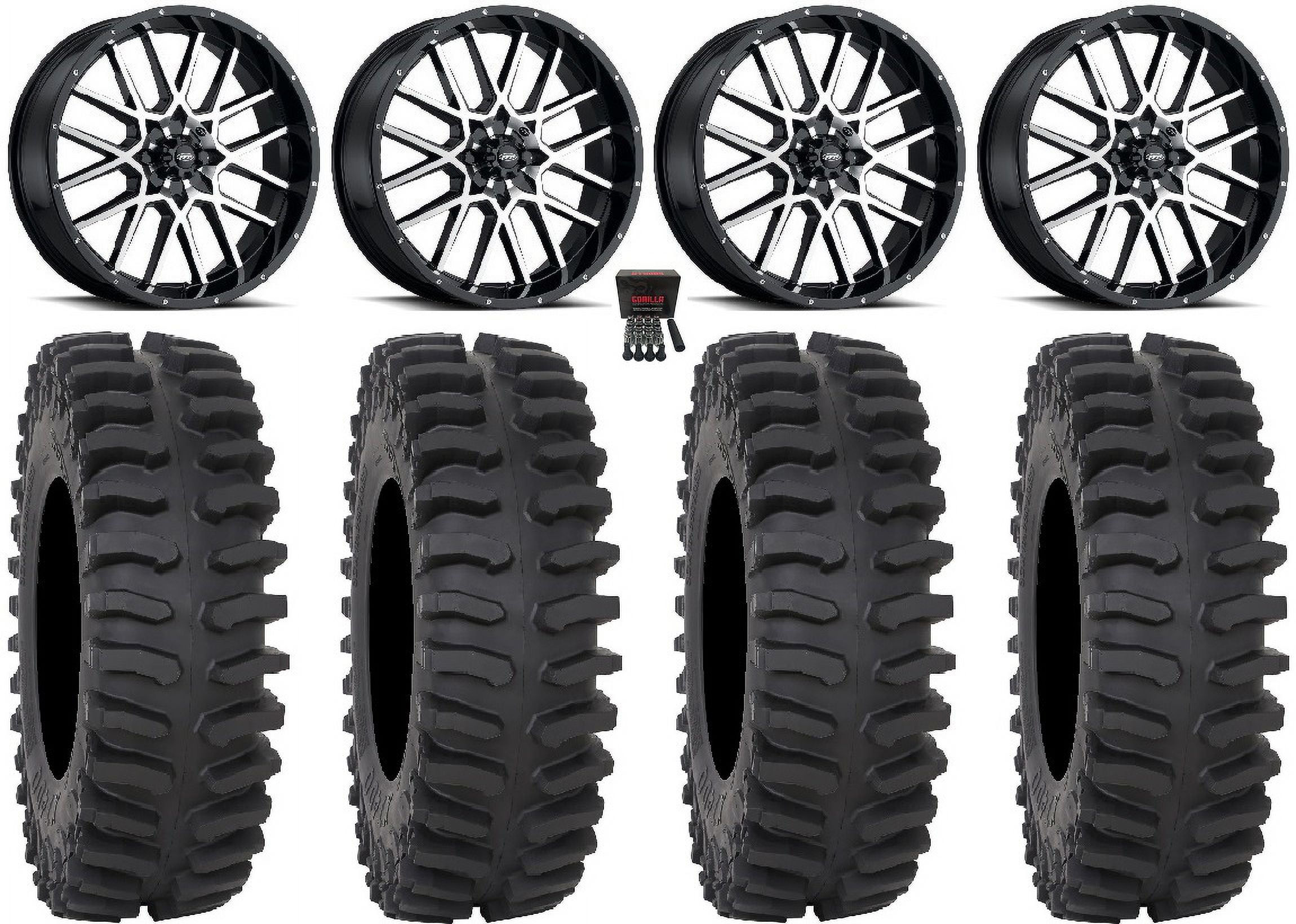 ITP Hurricane 18" Wheels Machined 35" XT400 Tires Kawasaki Mule Pro FXT ...