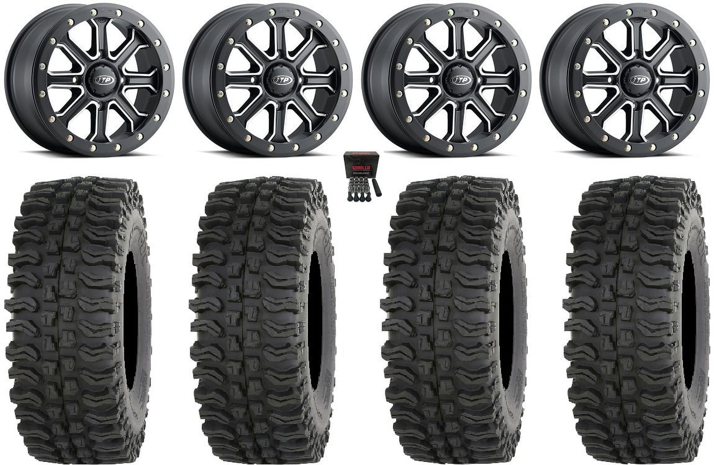 ITP Inertia Beadlock 14" Wheels Black +40mm 27" BDC Tires Polaris RZR ...