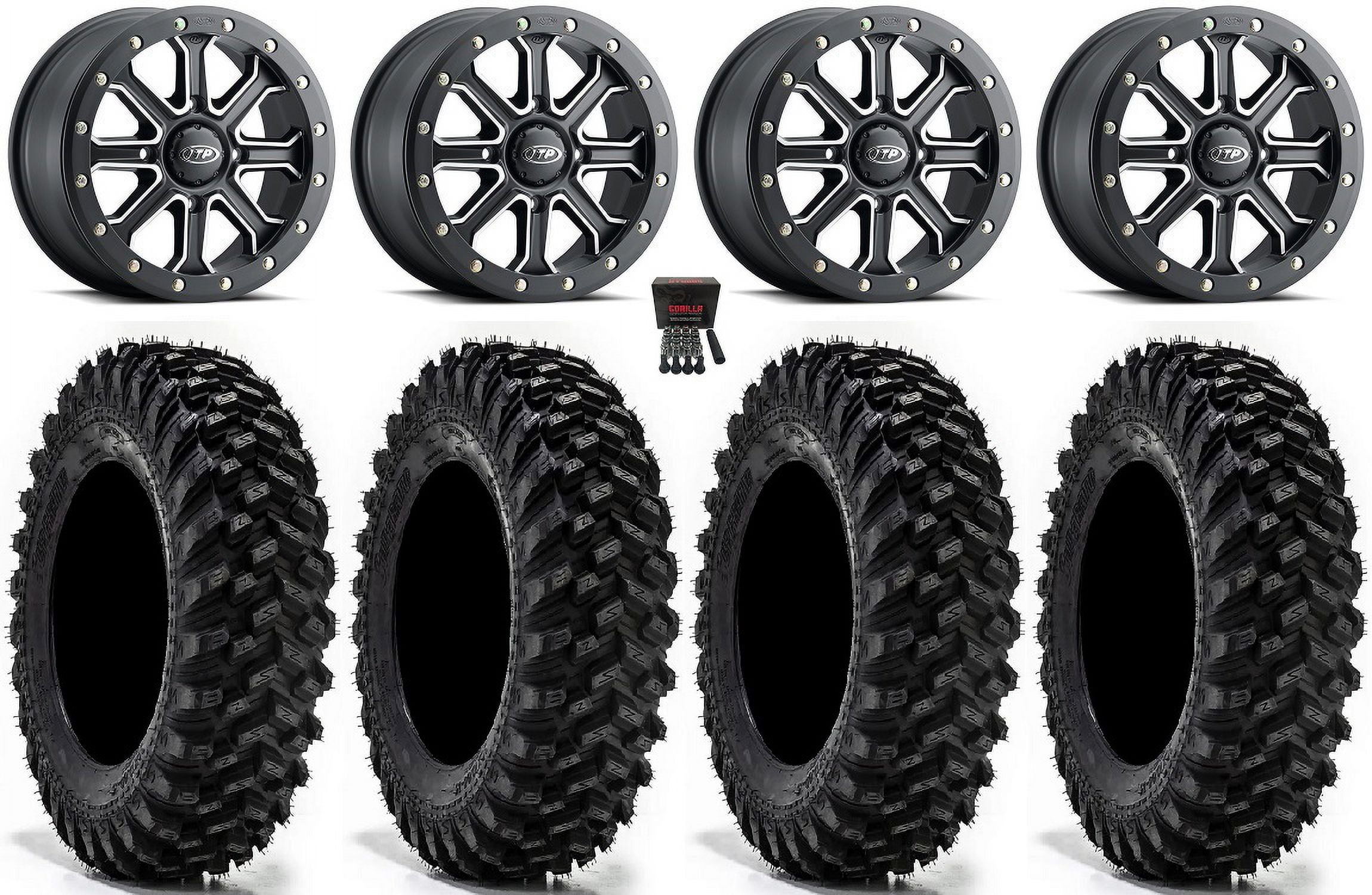 ITP Inertia Beadlock 14" Wheels Black +40mm 32" Warrior XT Tires Can-Am ...