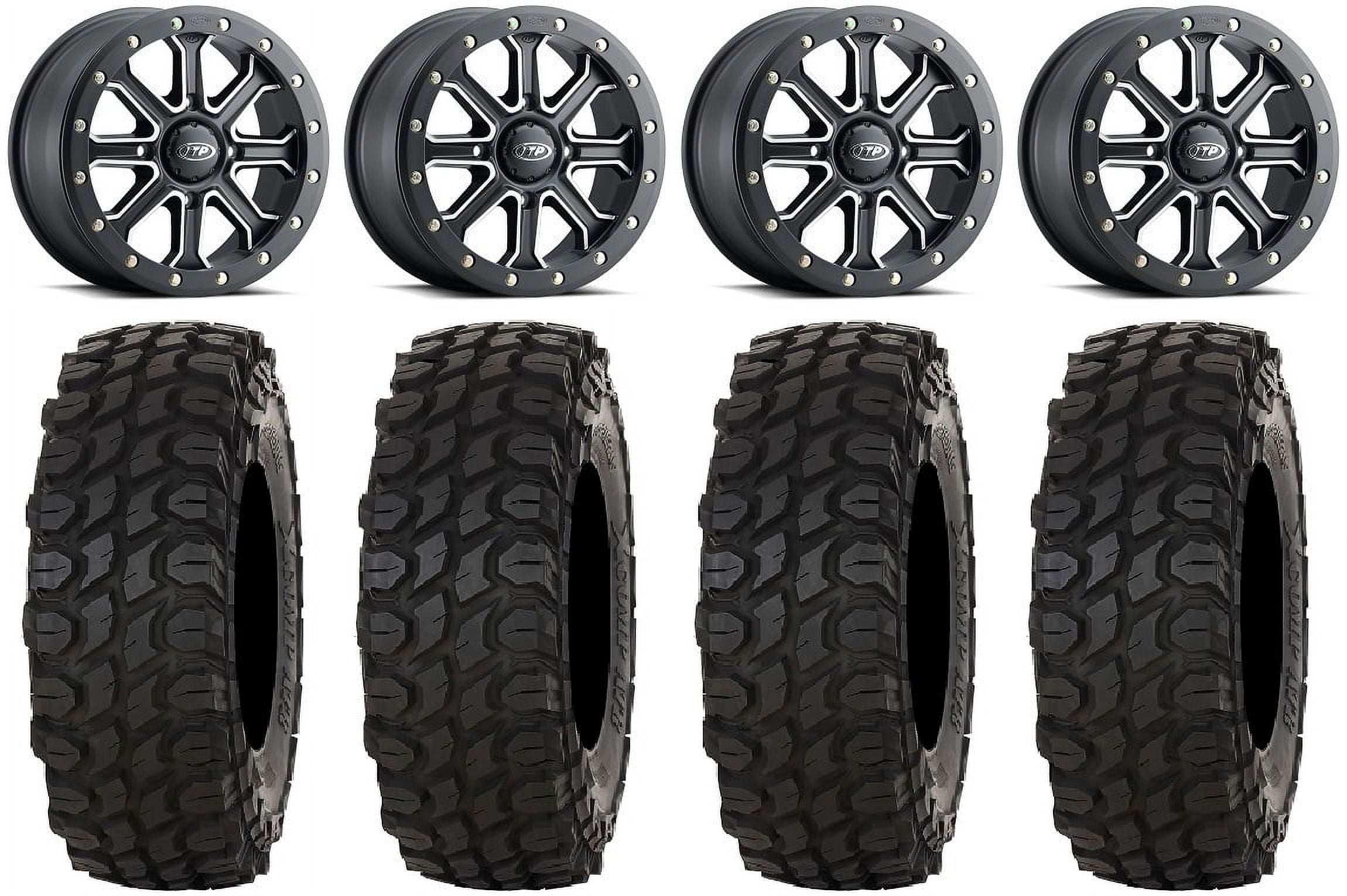 ITP Inertia Beadlock 14" Wheels Black +40mm 32" XComp ATR Tires Polaris ...