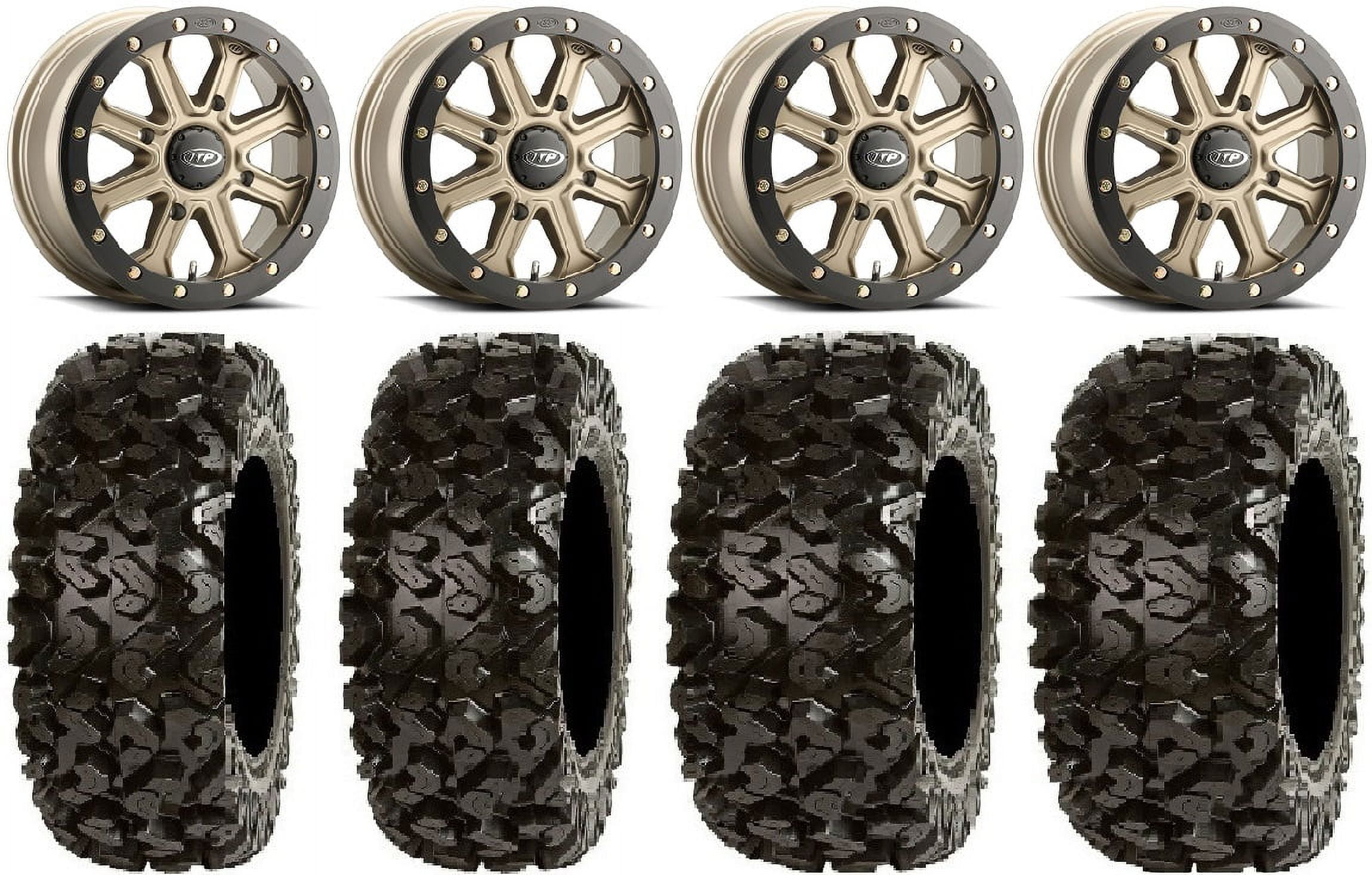 ITP Inertia Beadlock 14" Wheels Br +40mm 27" Rip Saw Tires Kawasaki ...