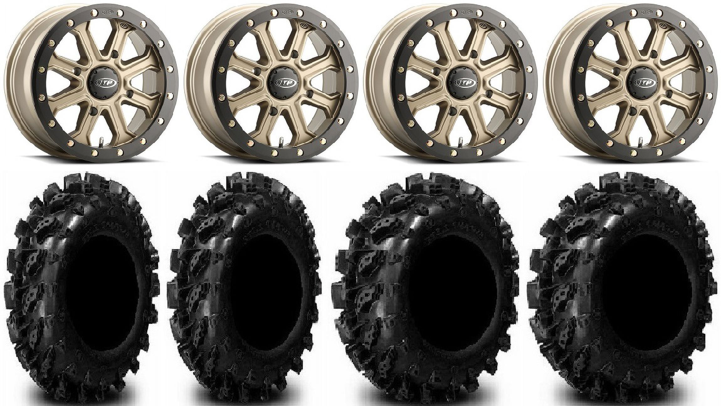 ITP Inertia Beadlock 14" Wheels Bronze +40mm 27" Swamp Lite Tires ...