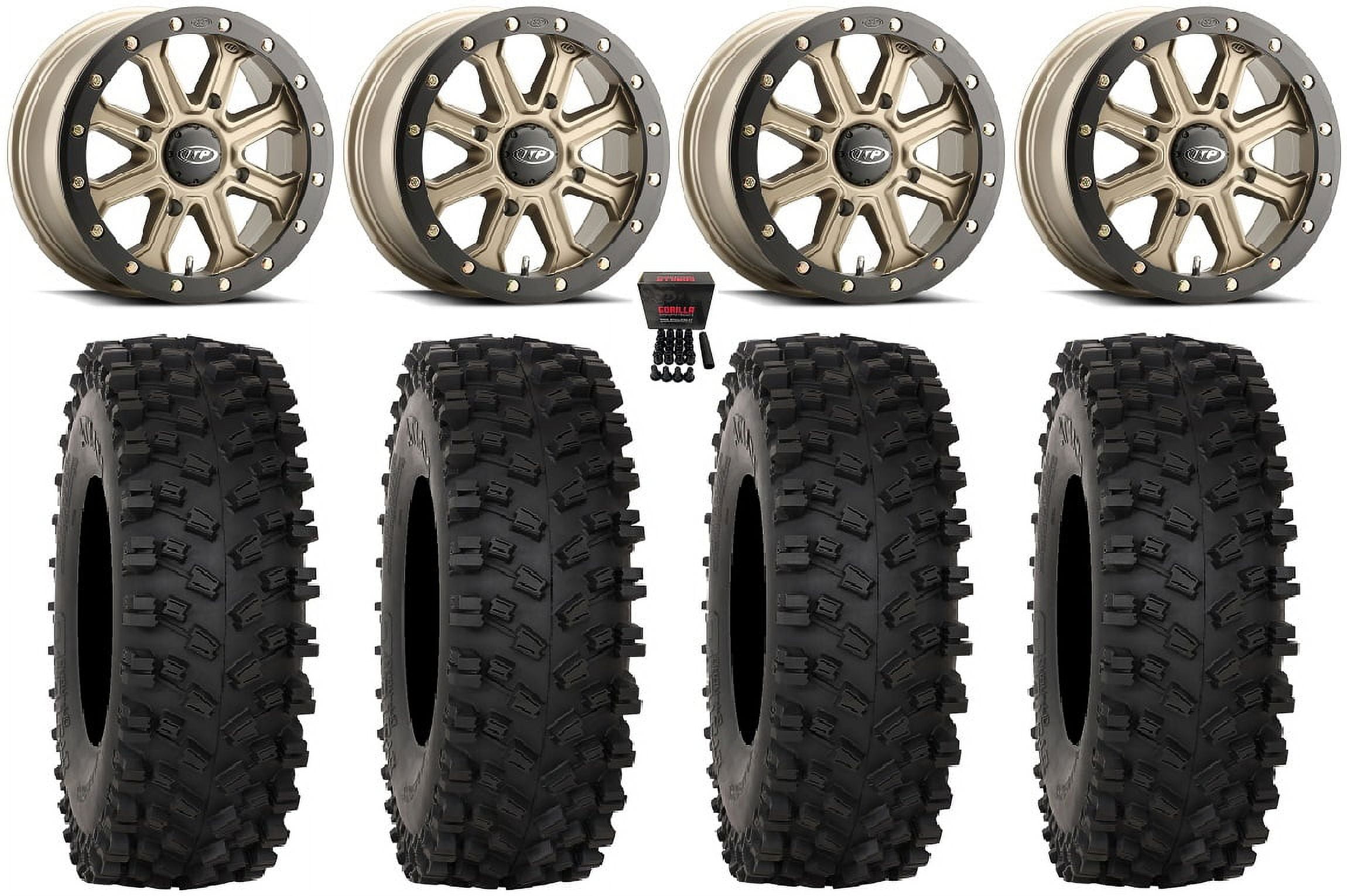 ITP Inertia Beadlock 14" Wheels Bronze +40mm 28" ATX470 Tires Polaris ...
