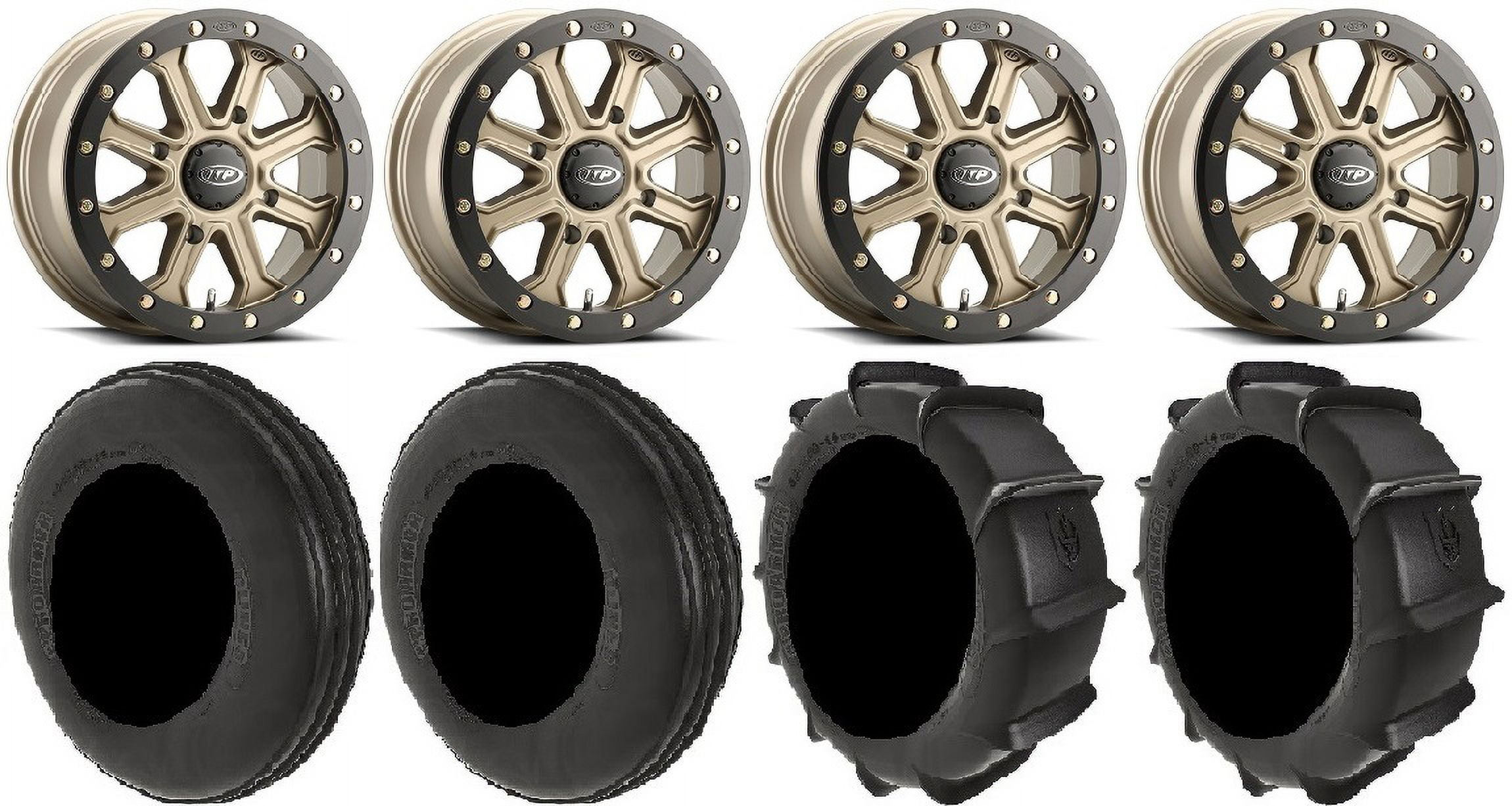 ITP Inertia Beadlock 14" Wheels Bronze +40mm 28" Dune Tires Can-Am ...