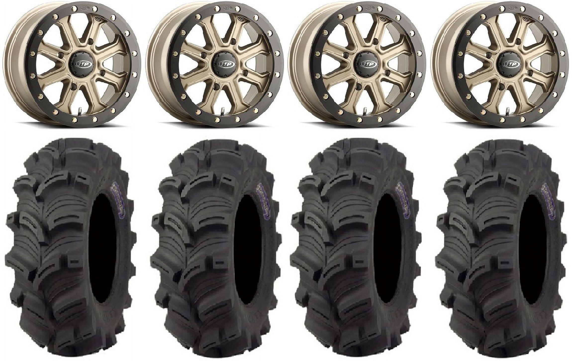 ITP Inertia Beadlock 14" Wheels Bronze +40mm 28" Executioner Tires Can ...