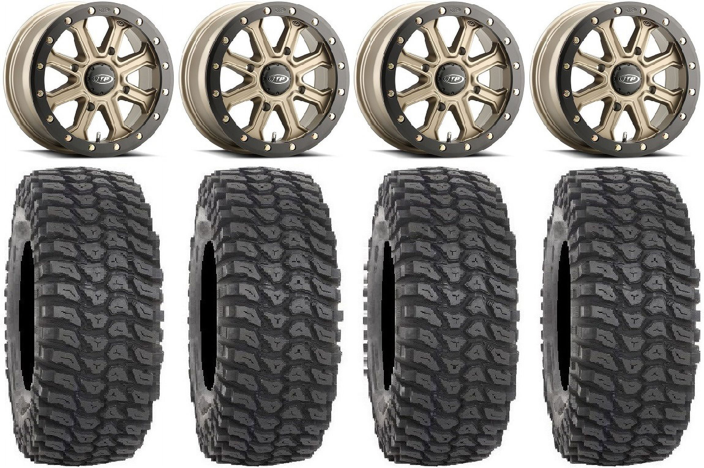ITP Inertia Beadlock 14" Wheels Bronze +40mm 28" XCR350 Tires Can-Am ...