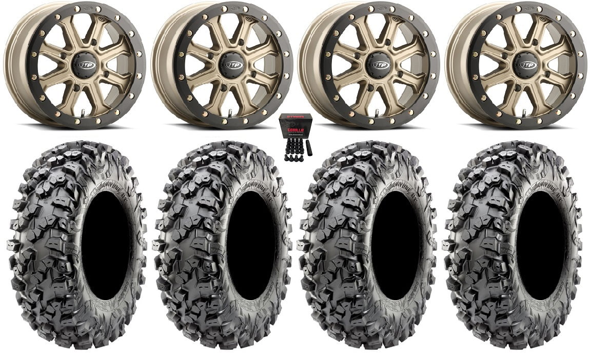 ITP Inertia Beadlock 14" Wheels Bronze +40mm 30" Carnivore R/T Tires ...