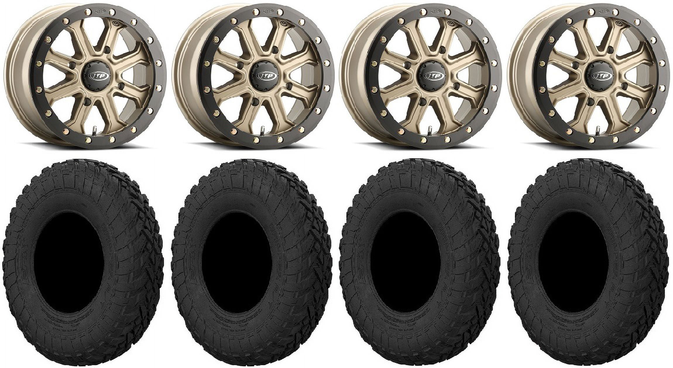 ITP Inertia Beadlock 14" Wheels Bronze +40mm 30" Gripper R/T Tires ...